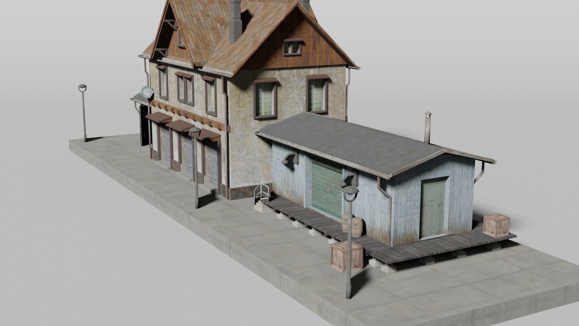 Old German rural railway station 3D model | CGTrader