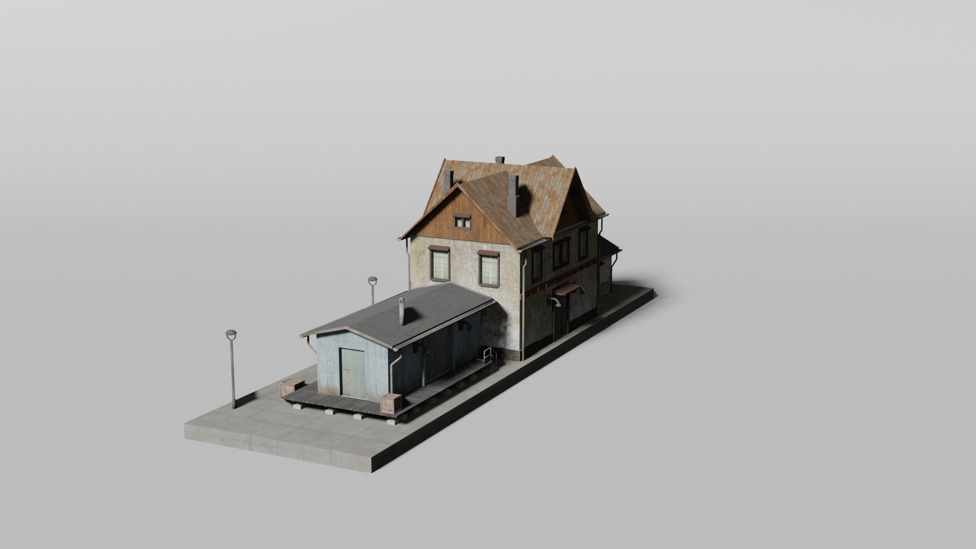 Old German rural railway station 3D model | CGTrader