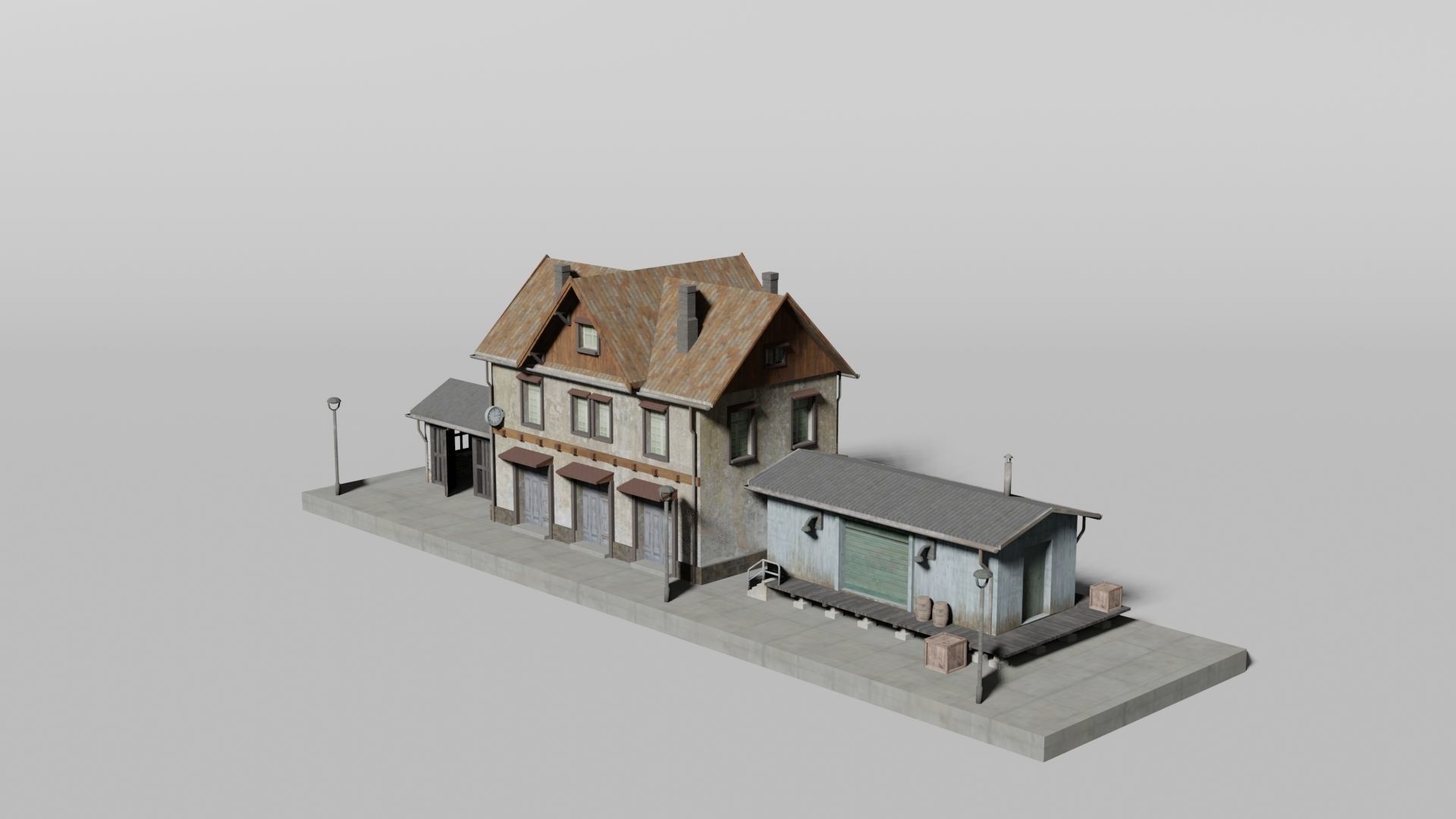 Old German rural railway station 3D model | CGTrader