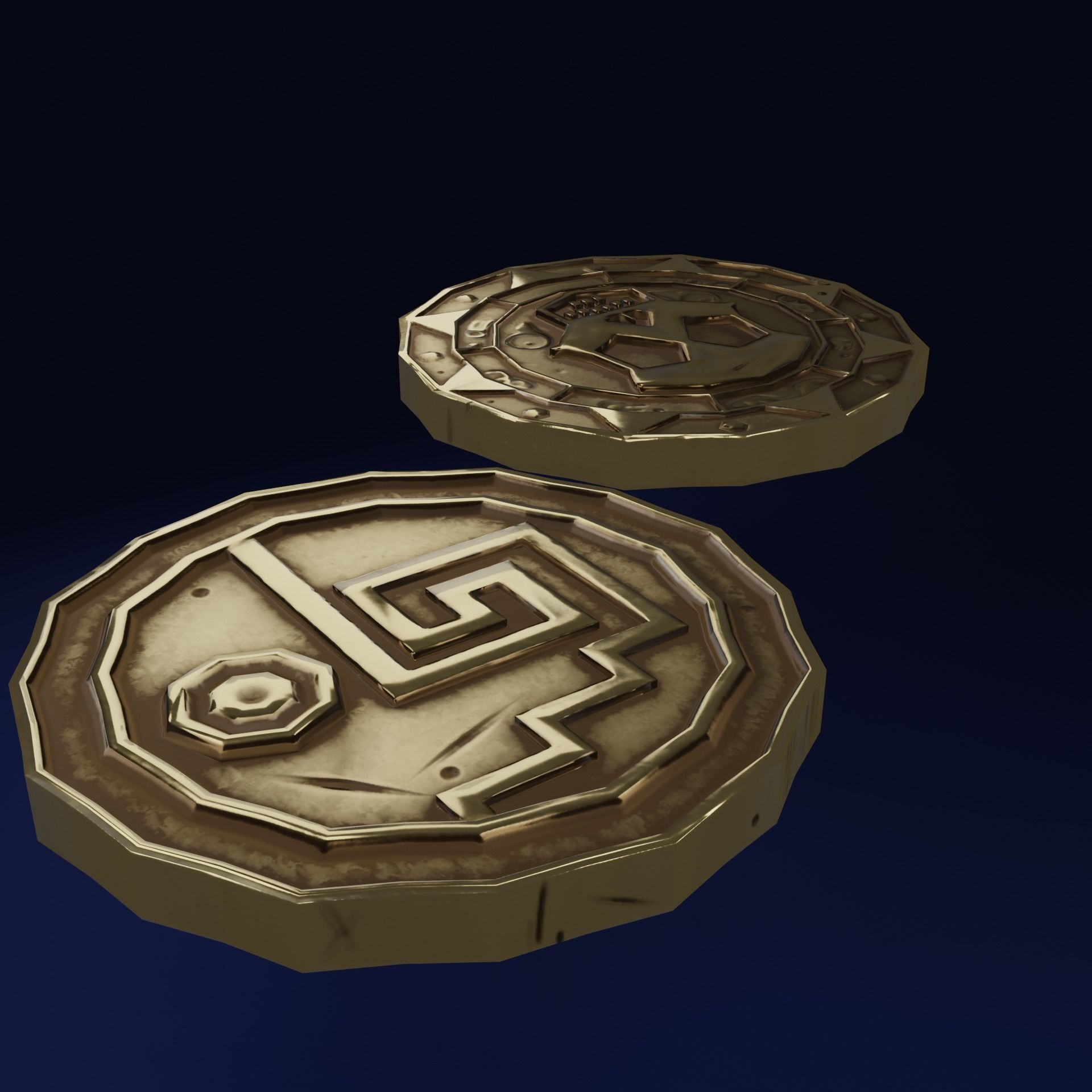 3D model The cursed gold coin PBR low-poly game ready VR / AR / low ...