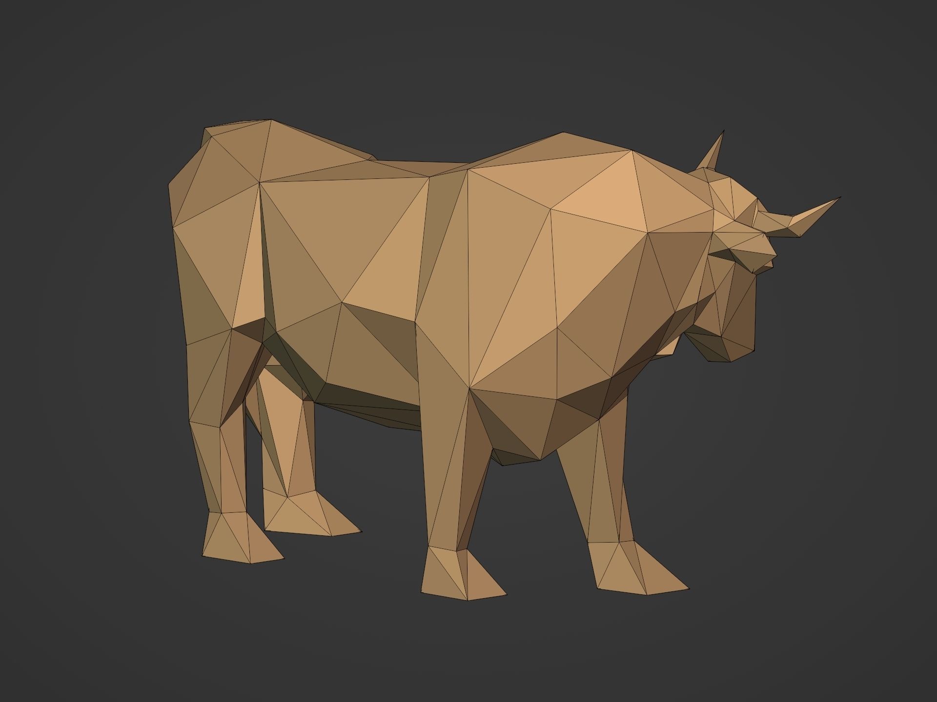 Low Poly Bull Figurine 3D model 3D printable | CGTrader