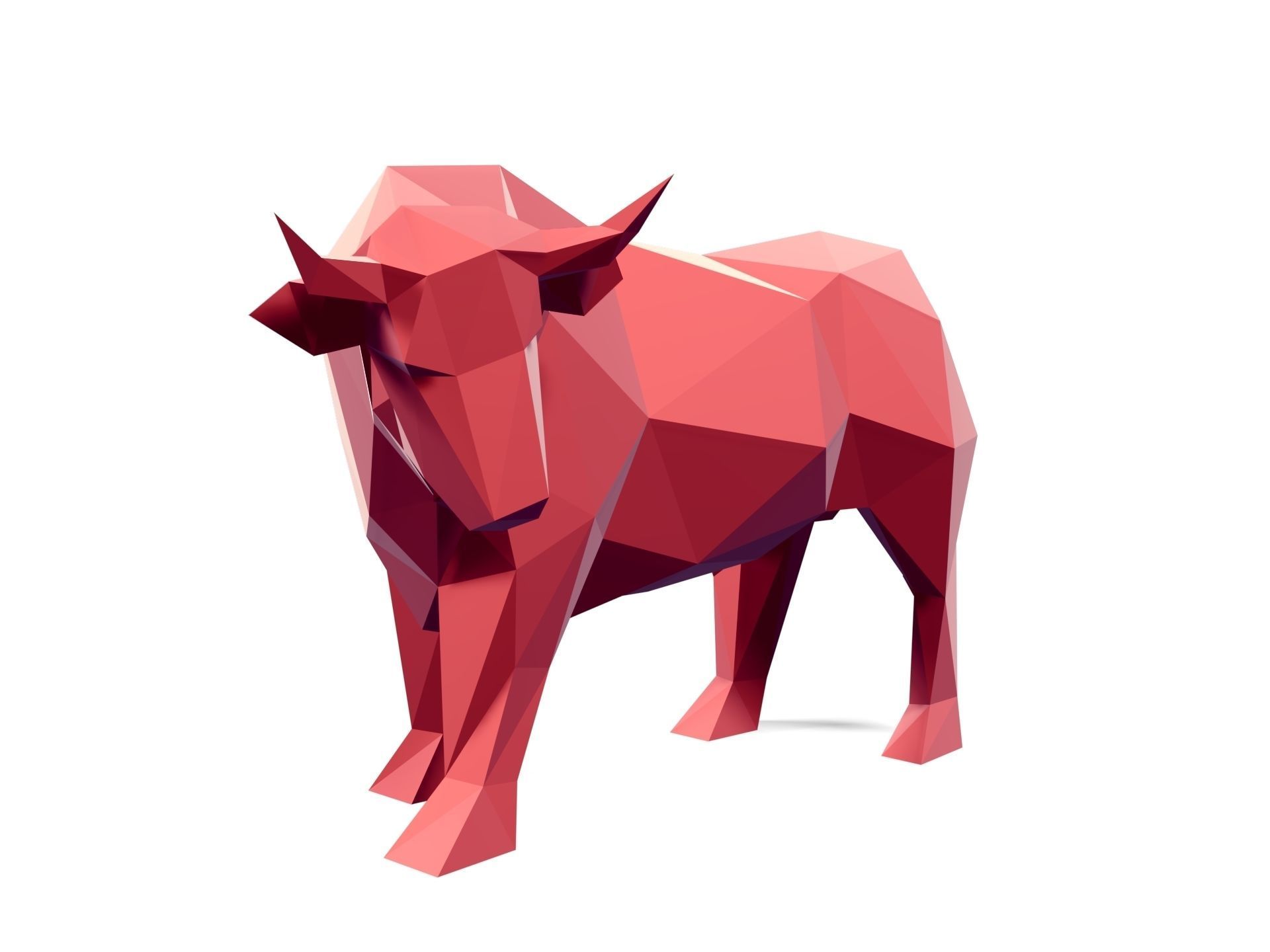 Low Poly Bull Figurine 3D model 3D printable | CGTrader