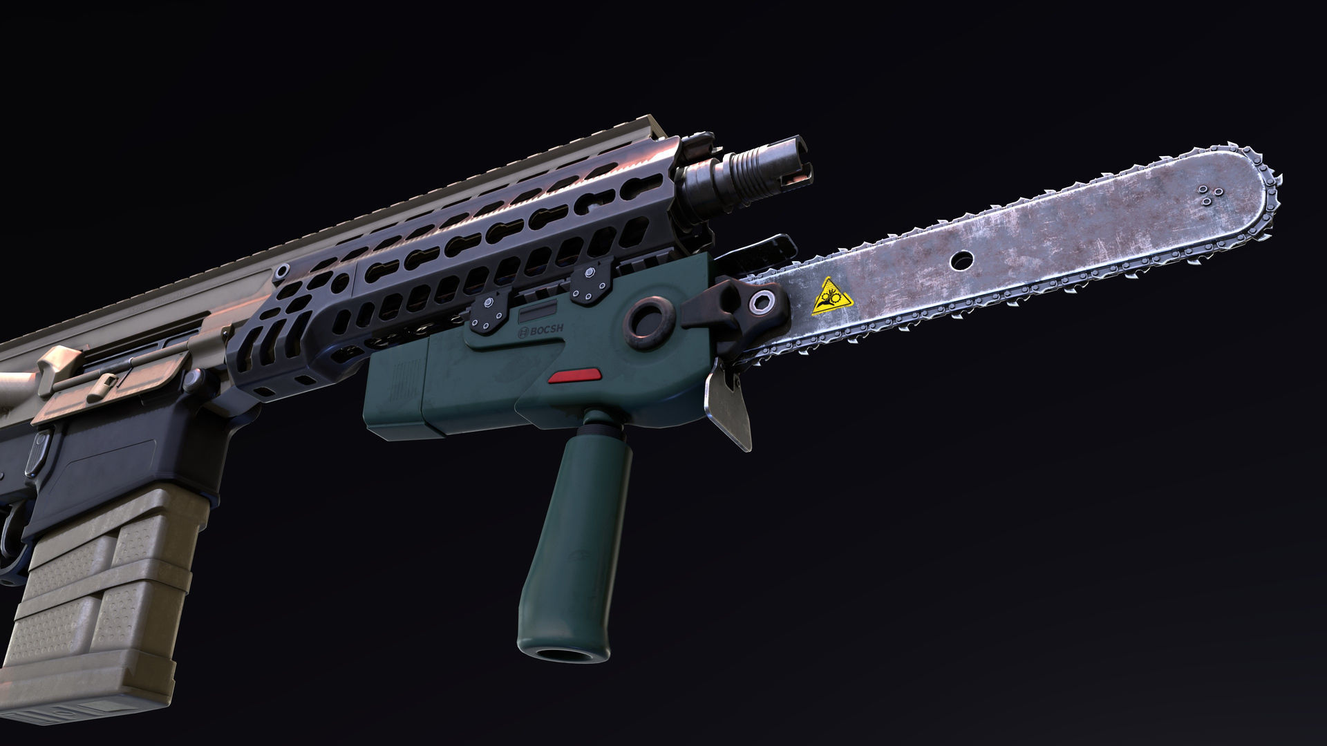 3D model Rifle Chainsaw Attachment VR / AR / low-poly | CGTrader