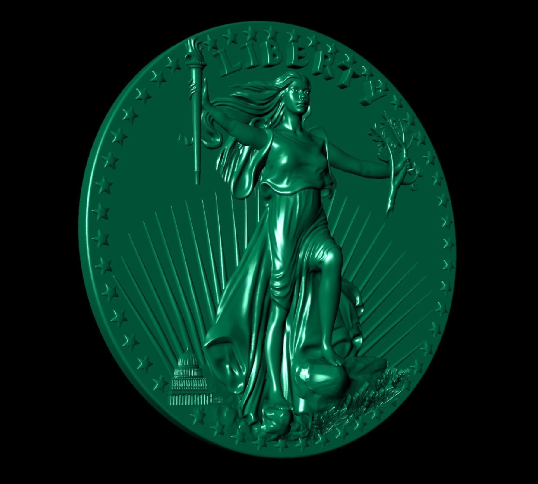 10 US Dollar Liberty Coin 3D model 3D printable | CGTrader