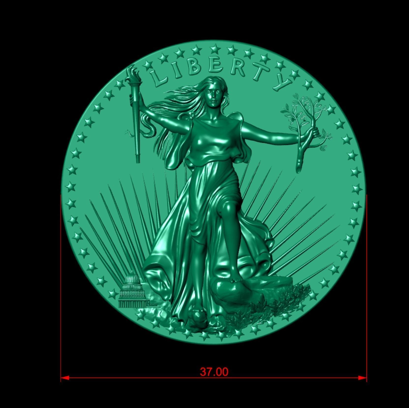10 US Dollar Liberty Coin 3D model 3D printable | CGTrader