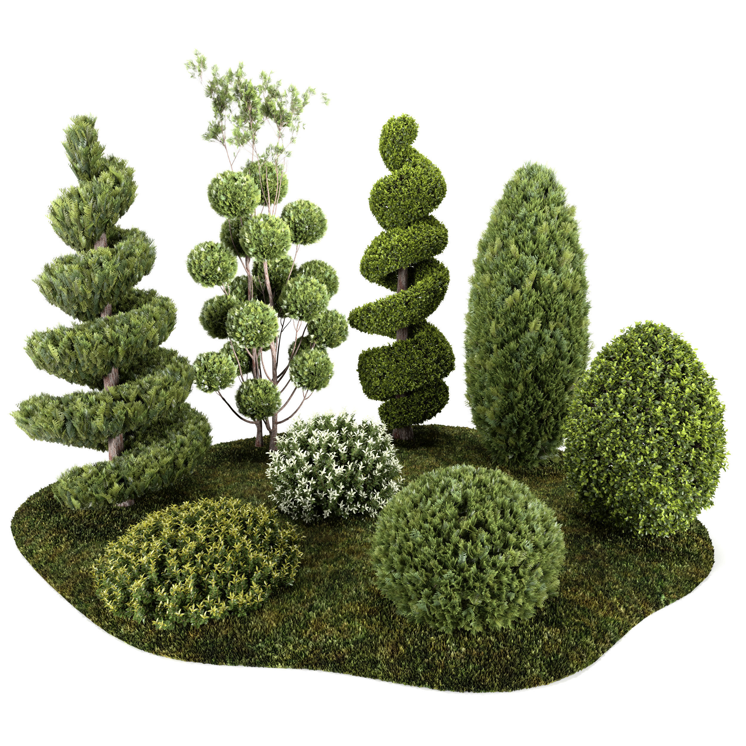 Groups of outdoor Decorative trees - Bushes - and Hedges 3D model ...
