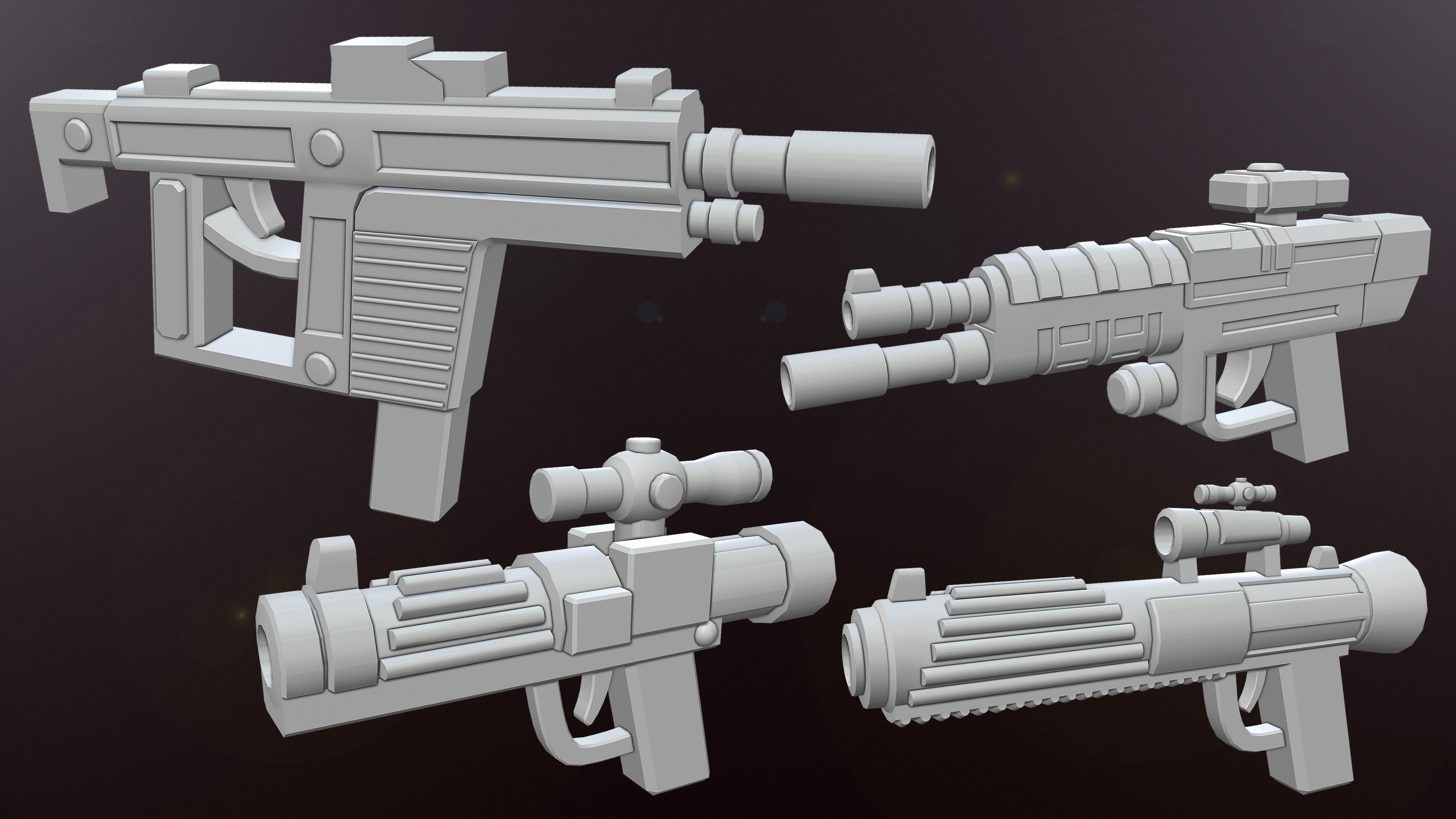 Sci-fi Gun Base meshes with uv 3D model | CGTrader