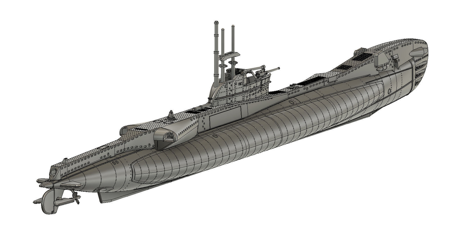 British T-class submarine 1-350 scale model STL 3D model 3D printable ...