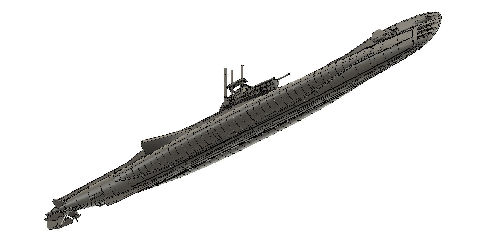 British T-class submarine 1-350 scale model STL 3D model 3D printable ...