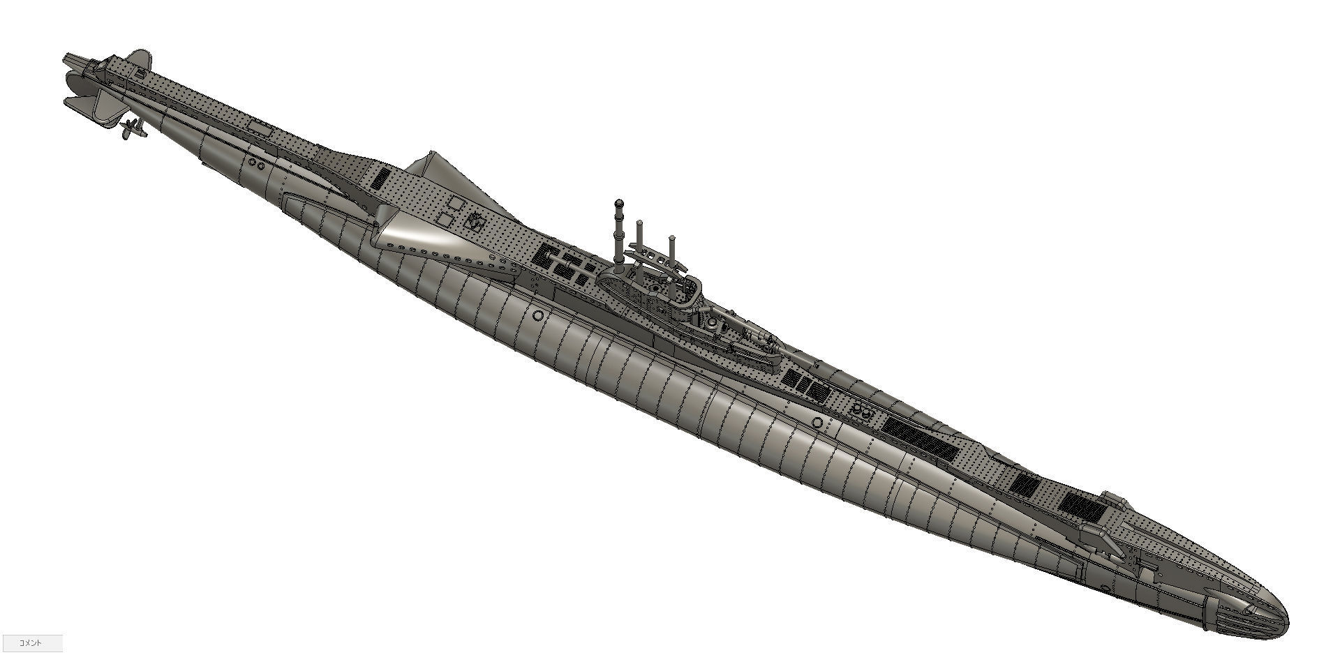 British T-class submarine 1-350 scale model STL 3D model 3D printable ...