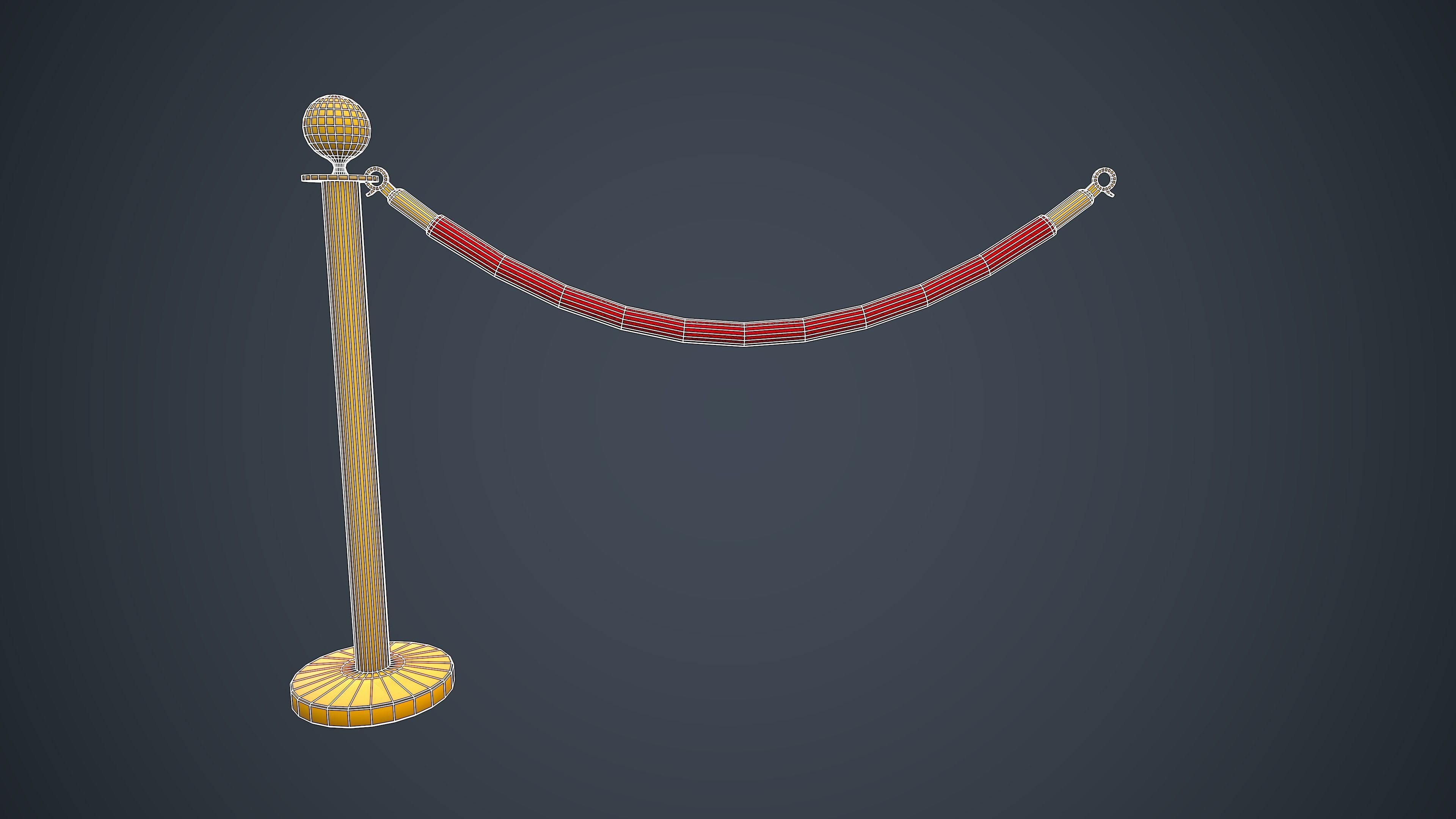 3D model BARRIER ROPE TILE FENCE CARTOON STYLIZED VR / AR / low-poly ...