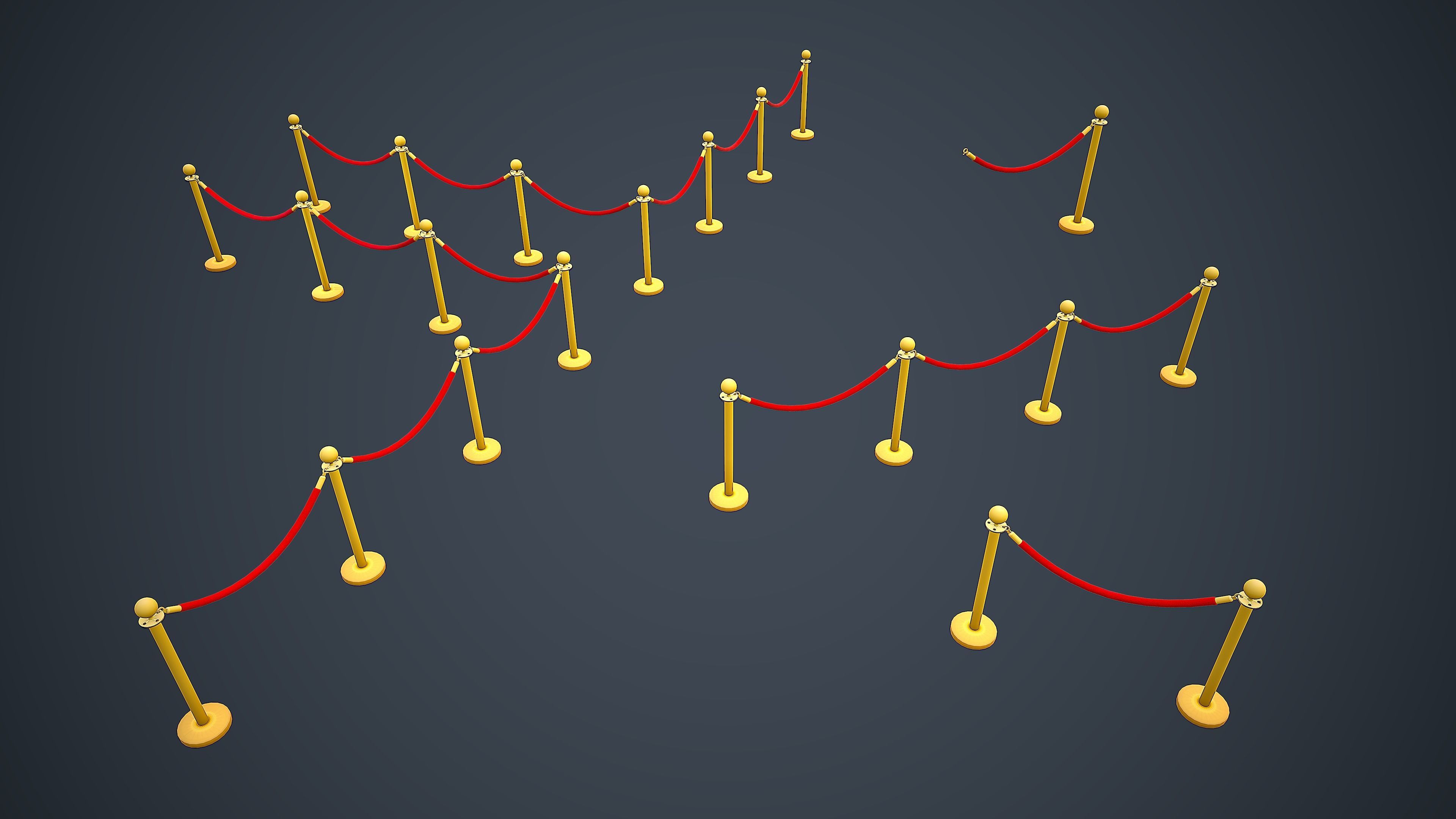 3D model BARRIER ROPE TILE FENCE CARTOON STYLIZED VR / AR / low-poly ...