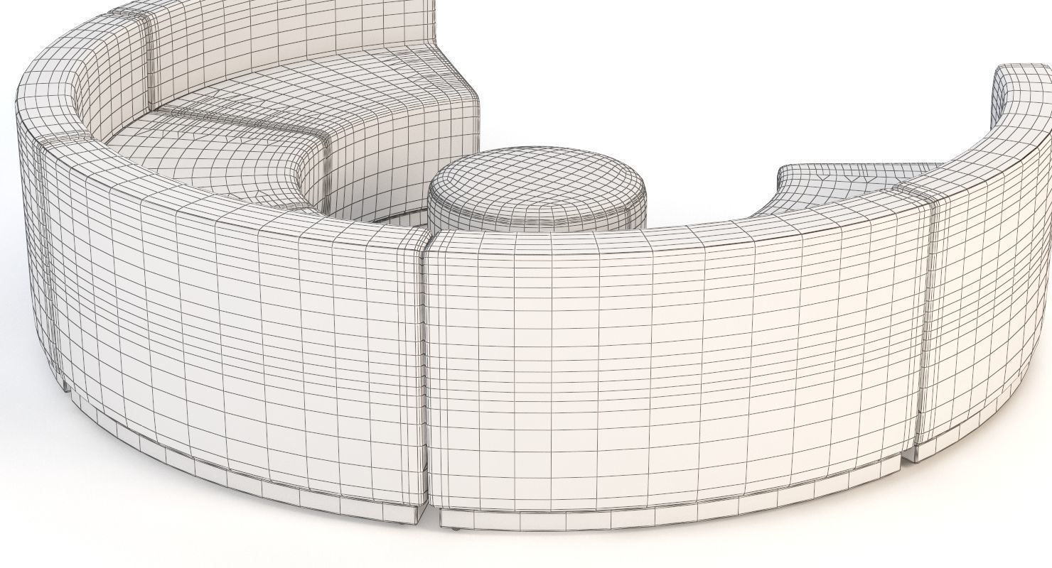 Krysten Sectional Five Module Concave Round Booth Sofa 3D model | CGTrader