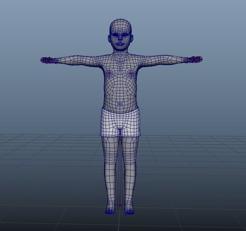 3D model Kid Realistic Games Base mesh character with rig and texture ...