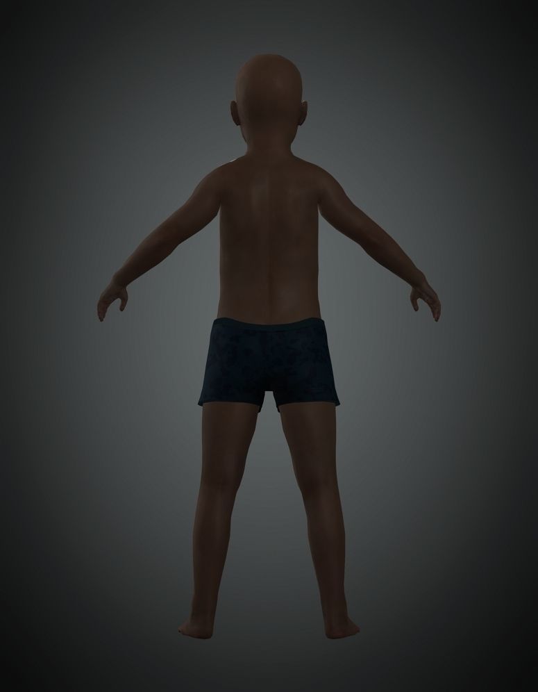 3D model Kid Realistic Games Base mesh character with rig and texture ...