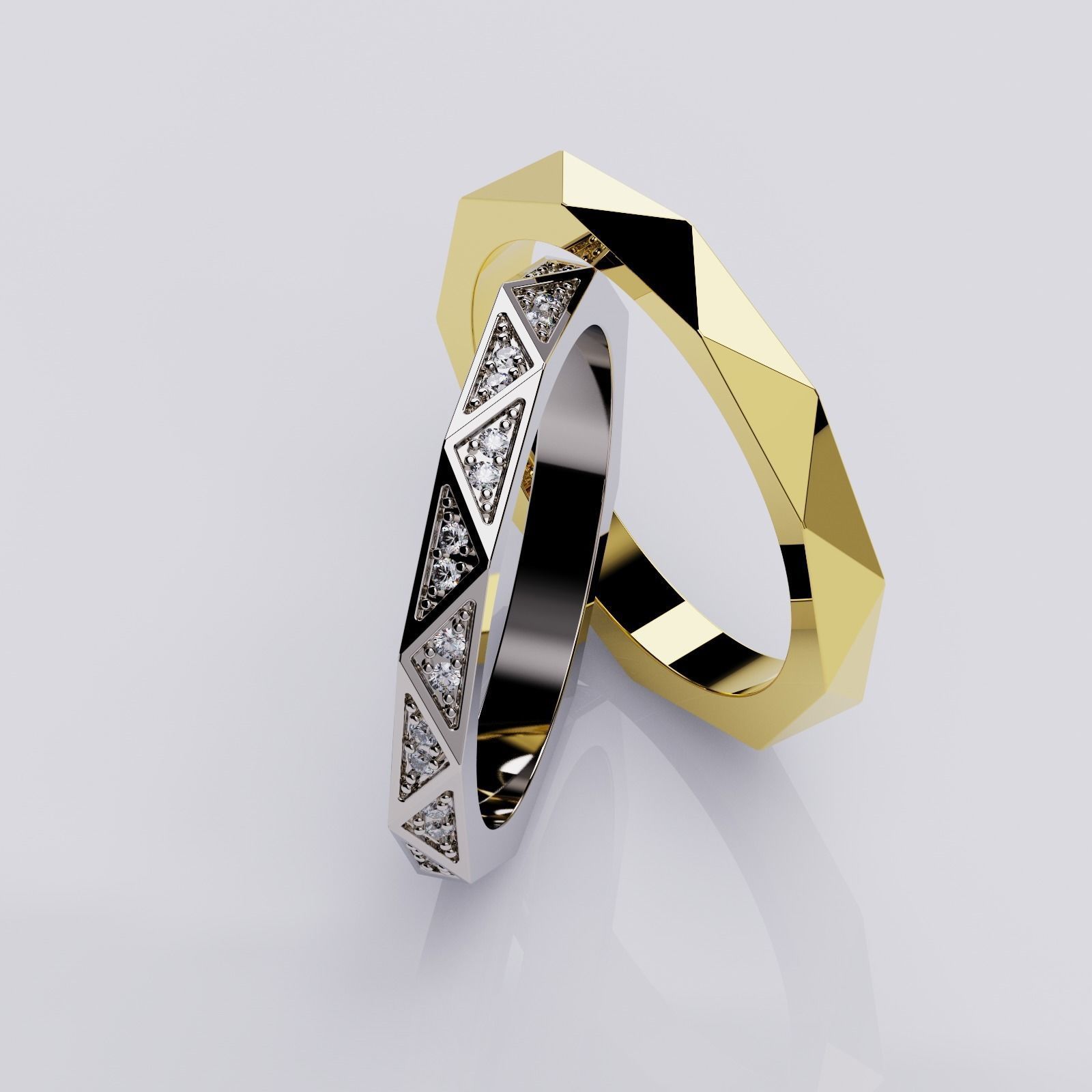 Wedding rings Laurence Signature collection All Sizes version2 3D model ...