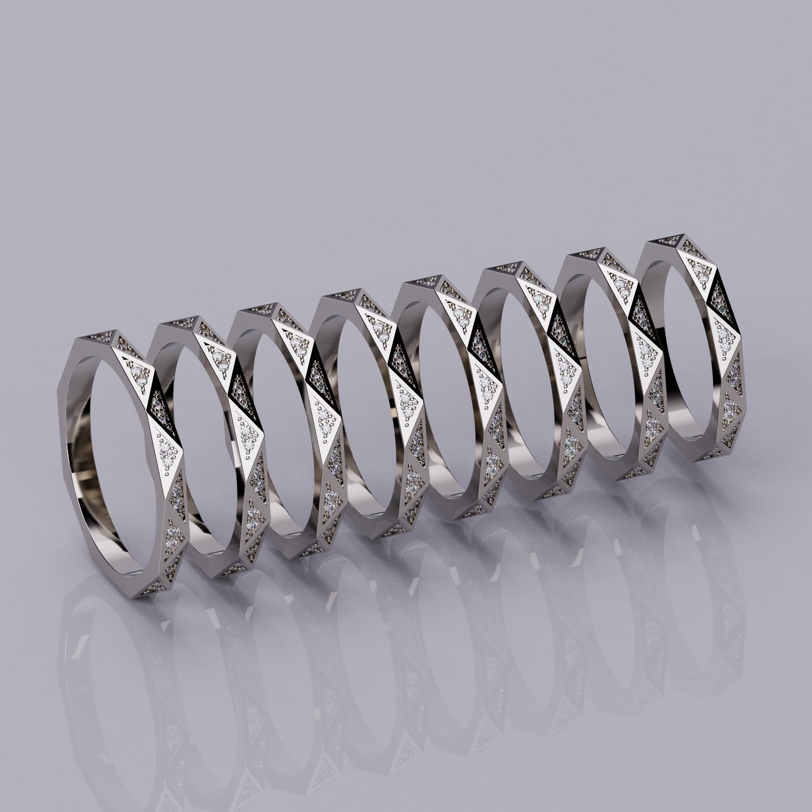 Wedding rings Laurence Signature collection All Sizes version2 3D model ...