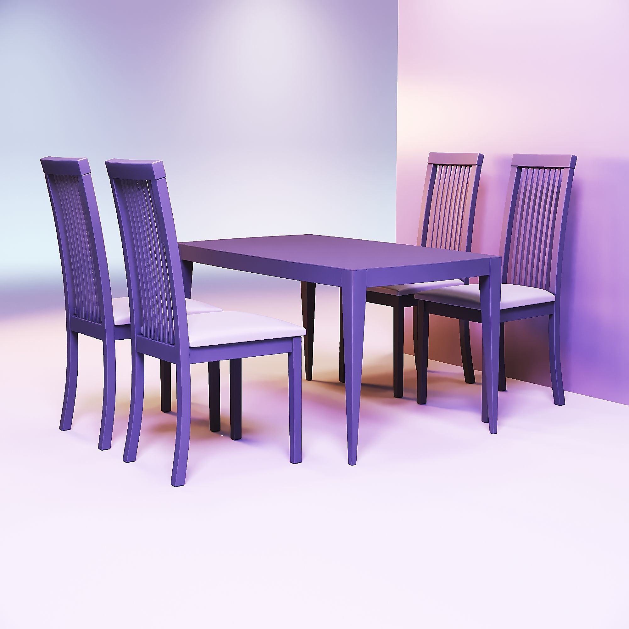 Dining table and chairs 3D model 3D printable | CGTrader