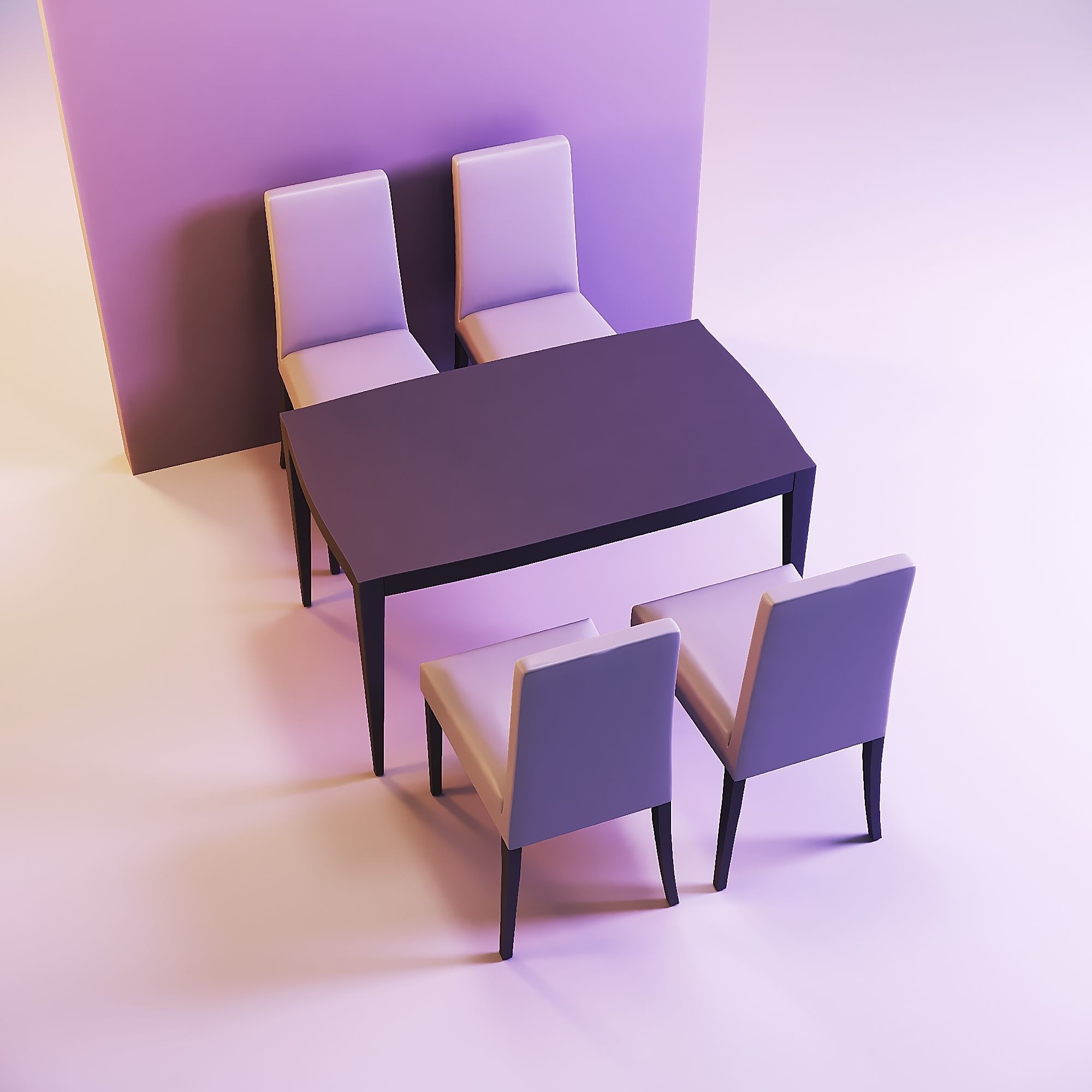 Dining table and chairs 3D model 3D printable | CGTrader