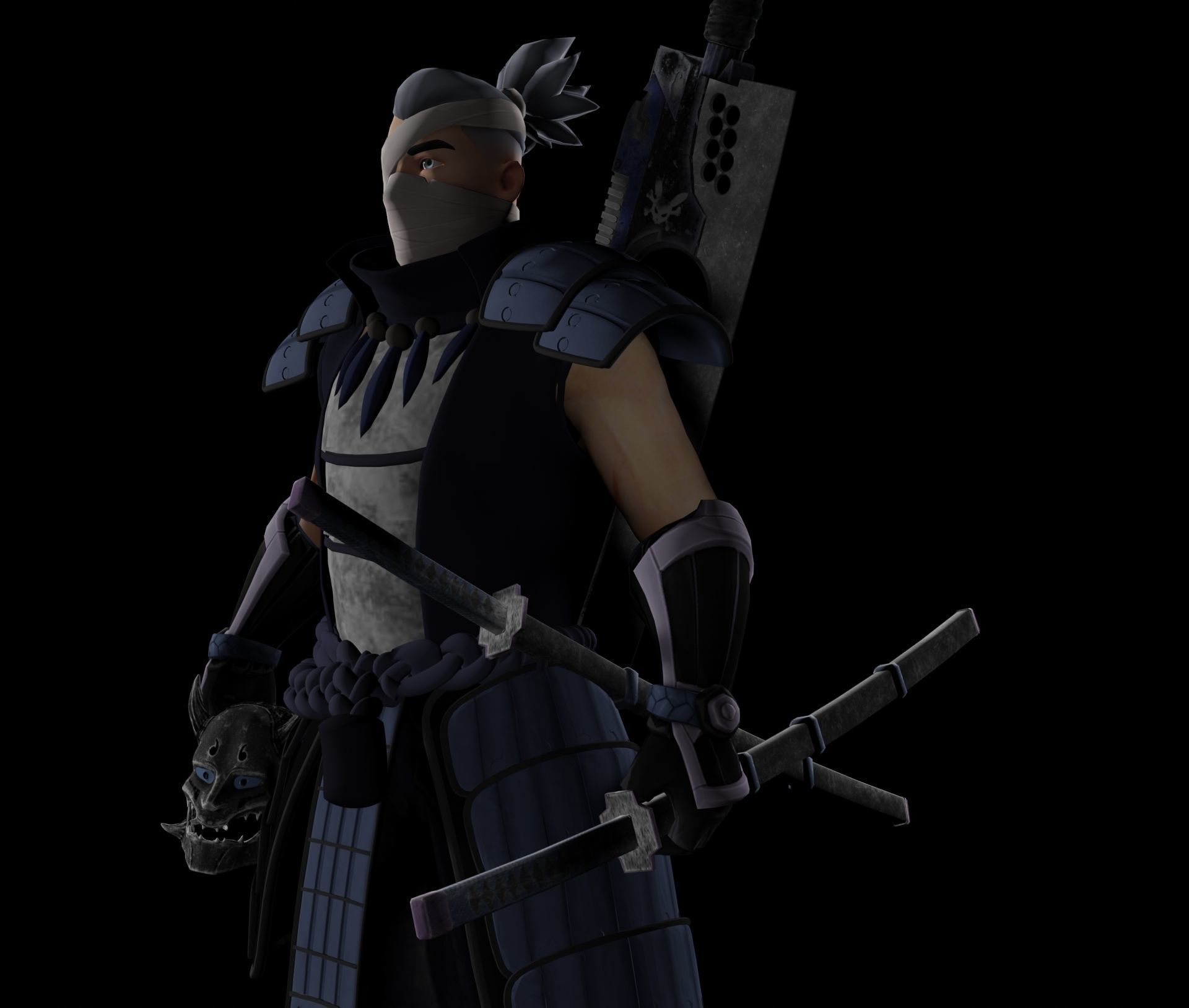 Hashira character holding sword 3D model animated rigged | CGTrader