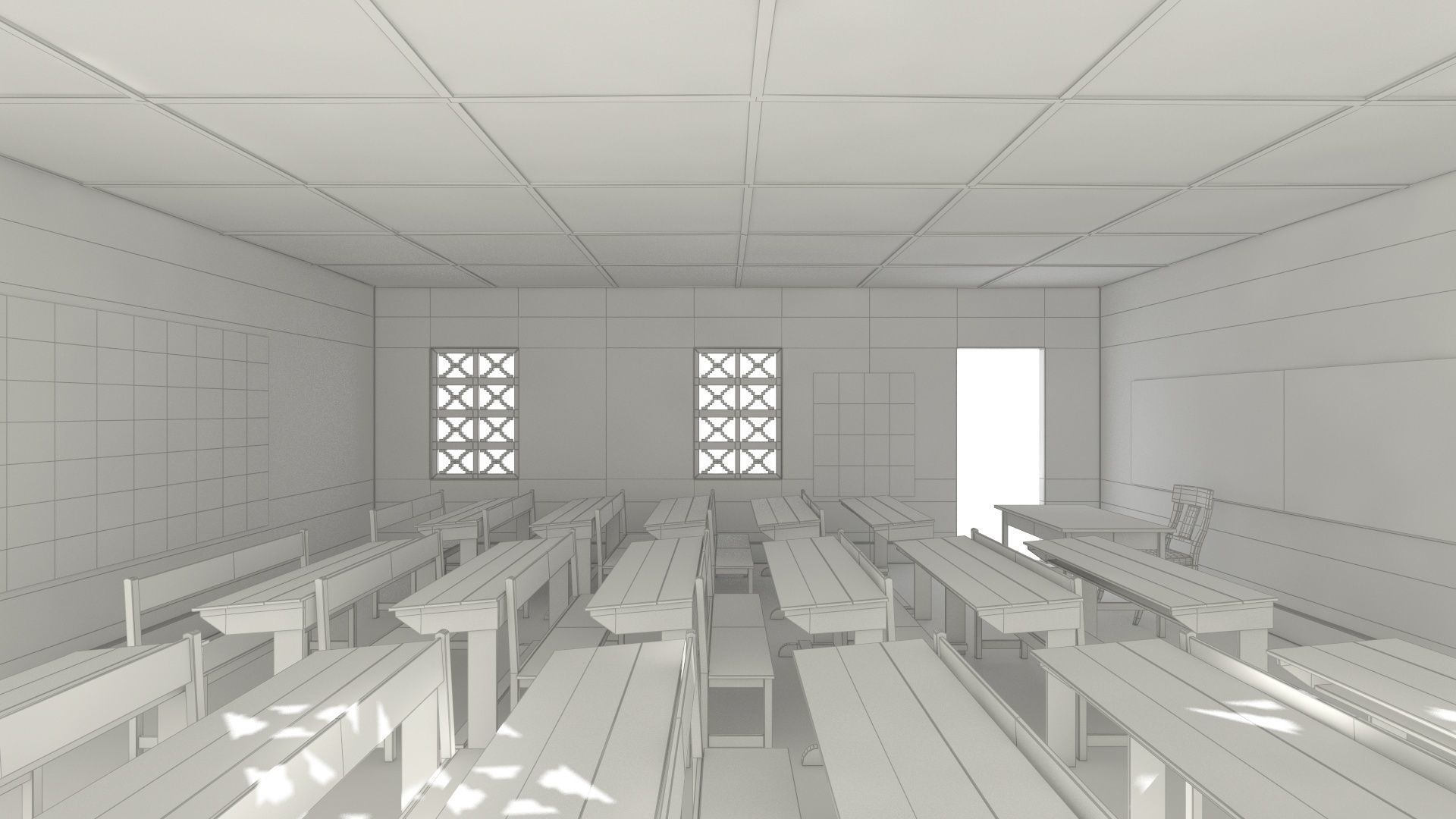 African Primary School Architecture Uganda Classroom V1 3D model | CGTrader