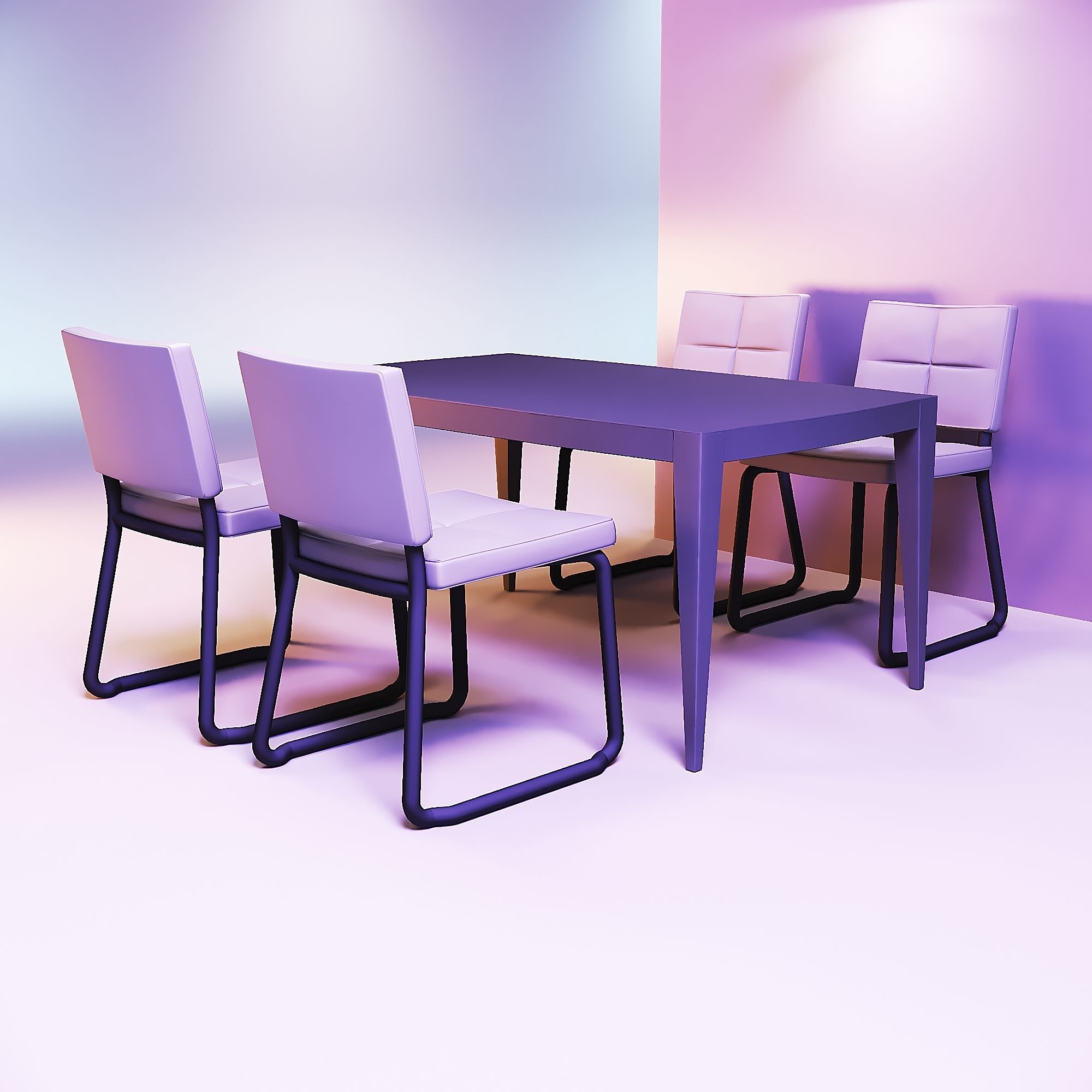 Barbie table and chairs 3D model 3D printable | CGTrader