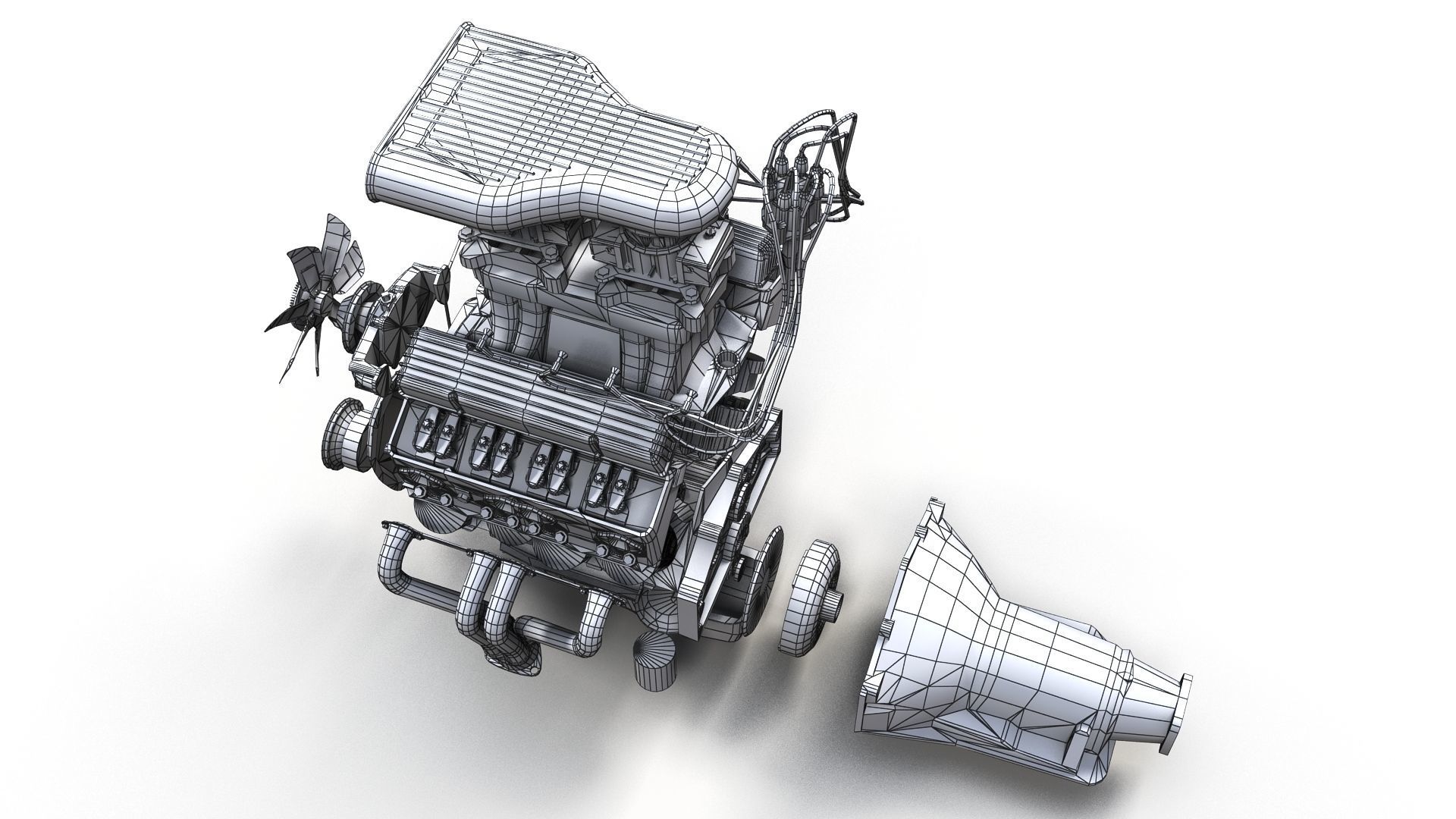 3D model V8 HotRod small block engine VR / AR / low-poly | CGTrader