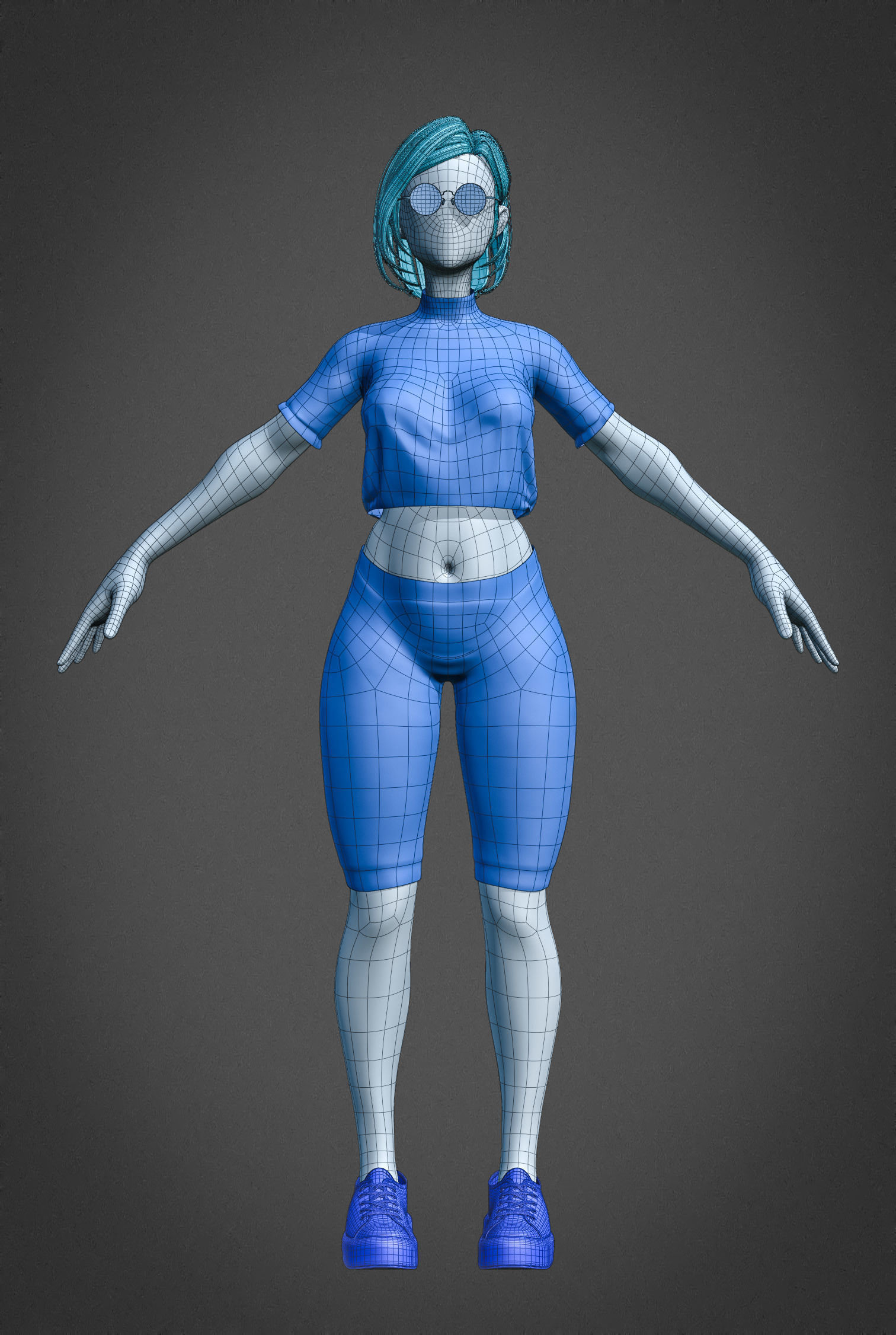 3D model Stylized motion design female character VR / AR / low-poly ...