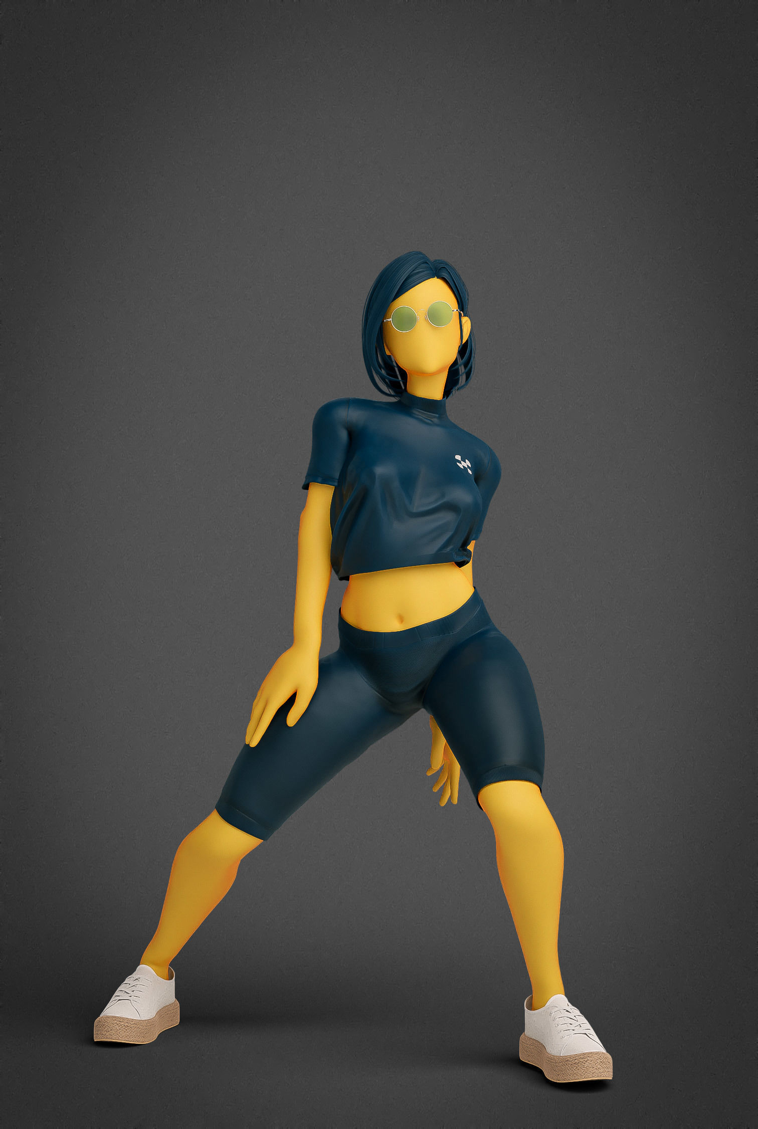 3D model Stylized motion design female character VR / AR / low-poly ...