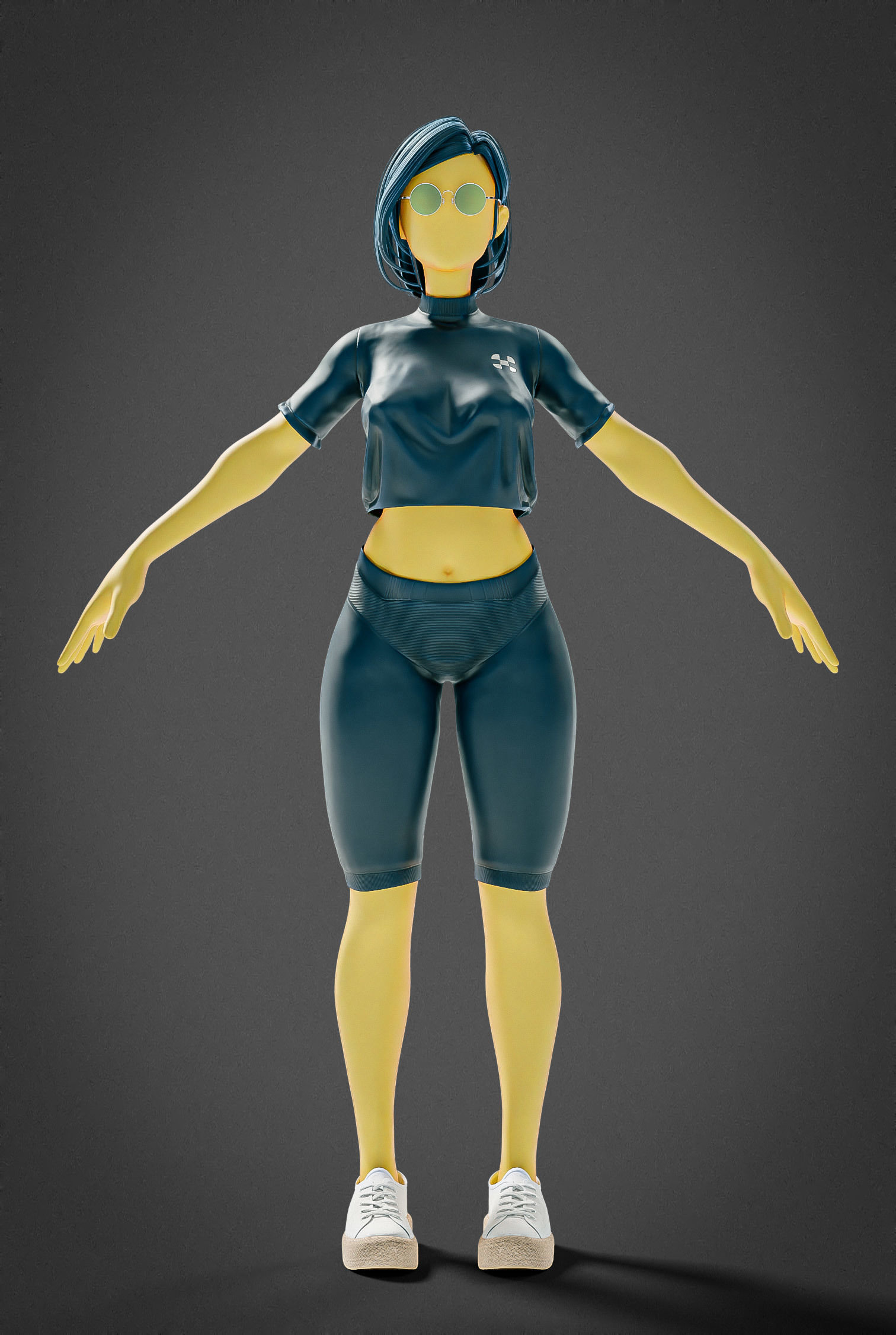 3D model Stylized motion design female character VR / AR / low-poly ...