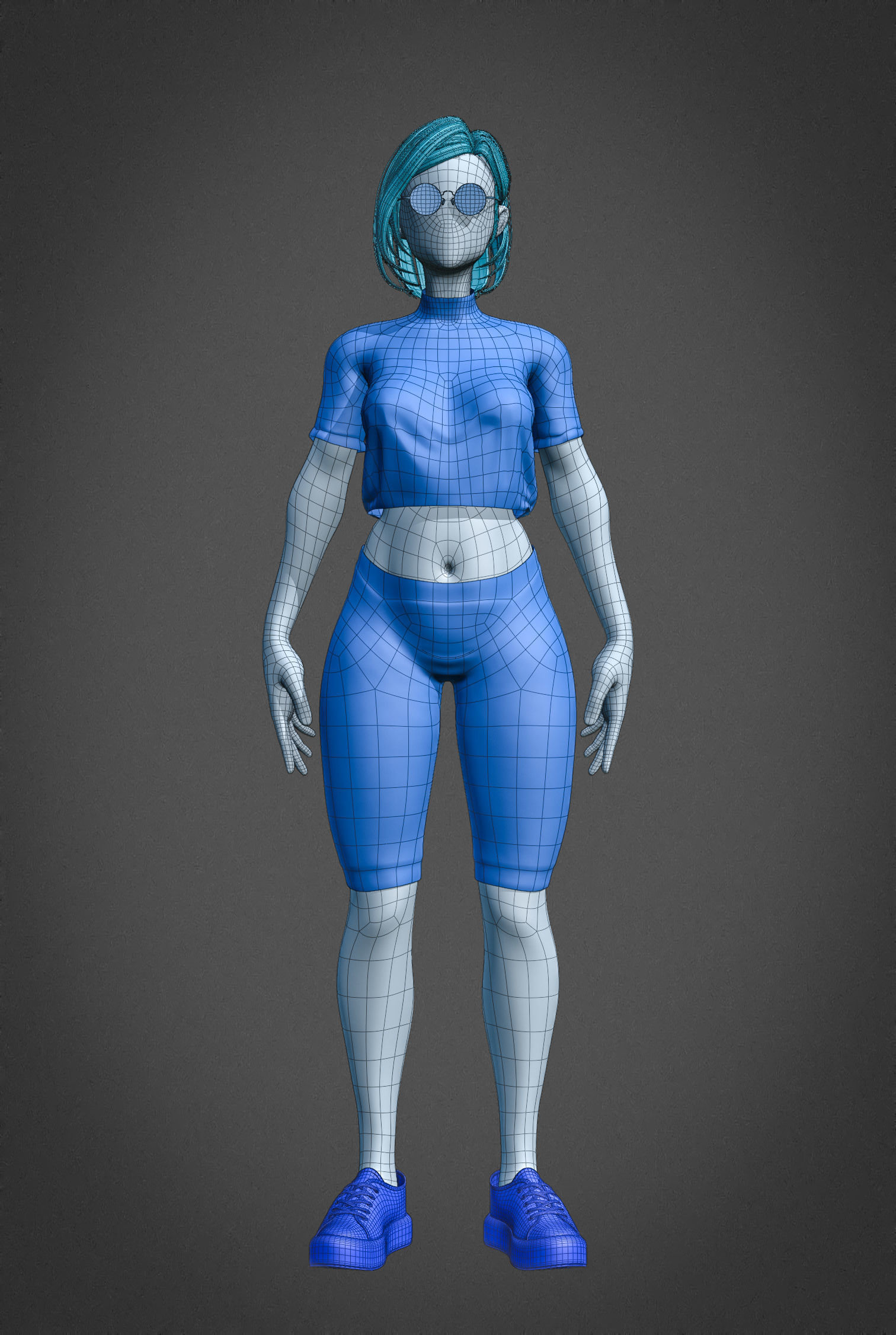 3D model Stylized motion design female character VR / AR / low-poly ...