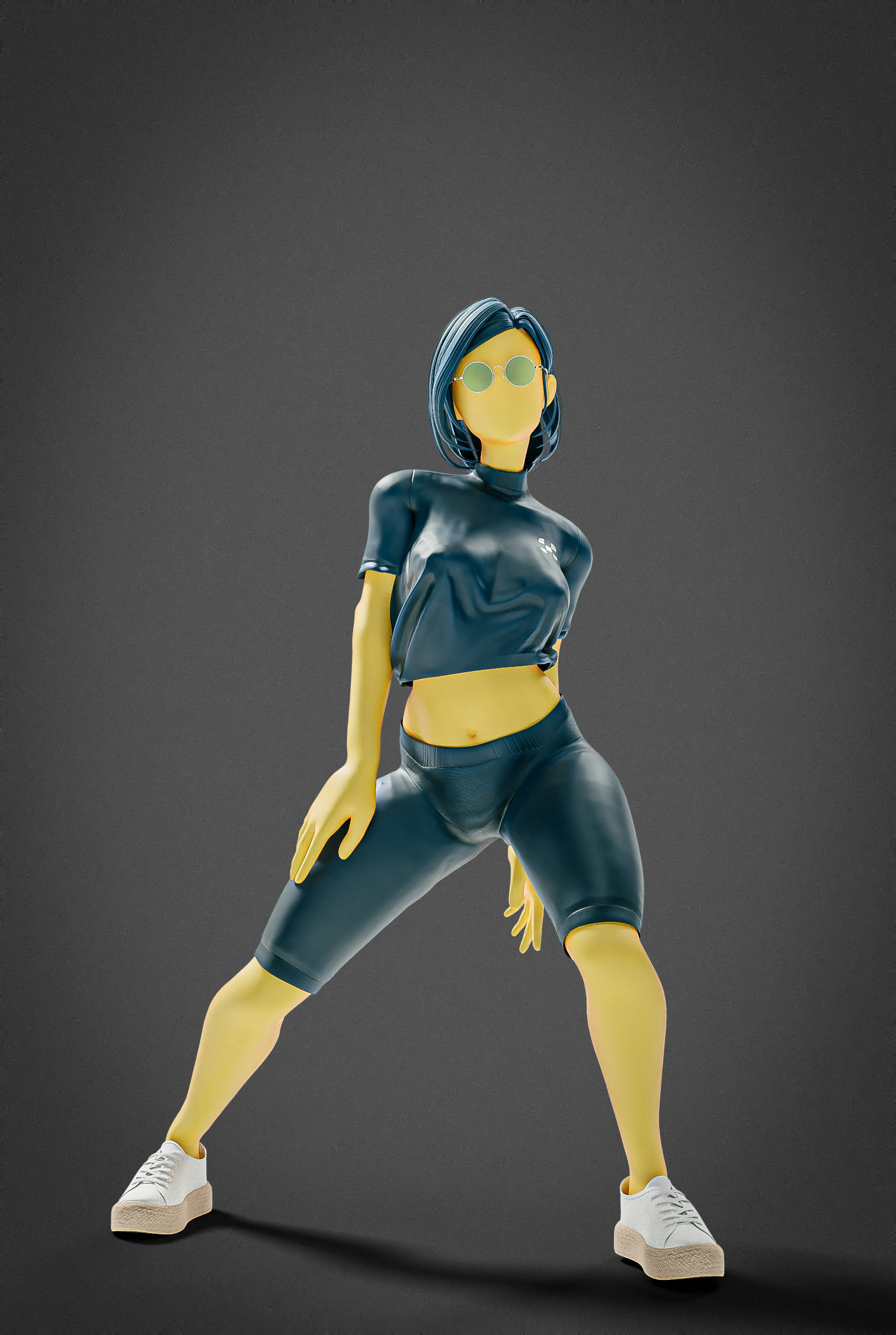 3D model Stylized motion design female character VR / AR / low-poly ...