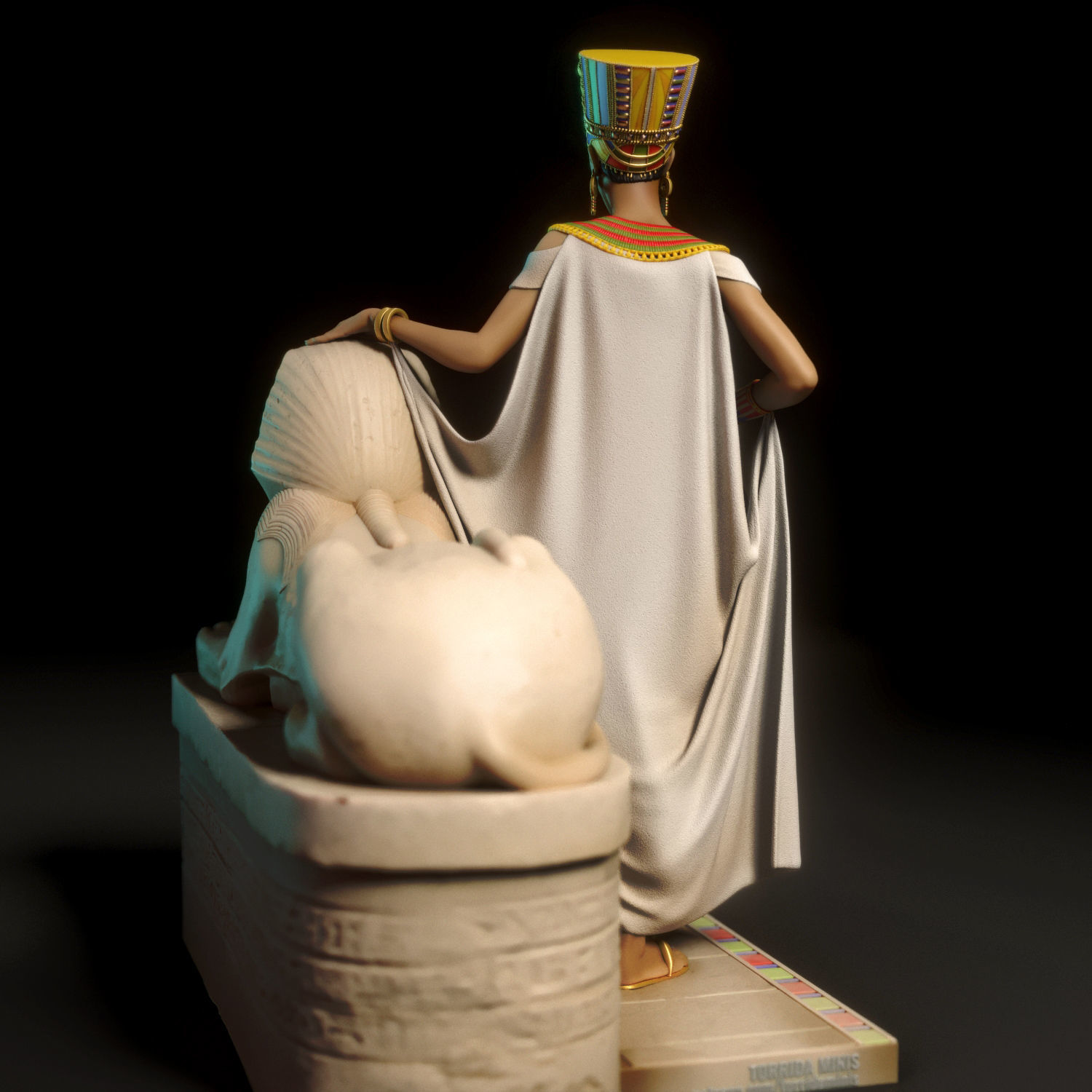 Nefertiti statue of egyptian woman and sphinx 3D model 3D printable | CGTrader