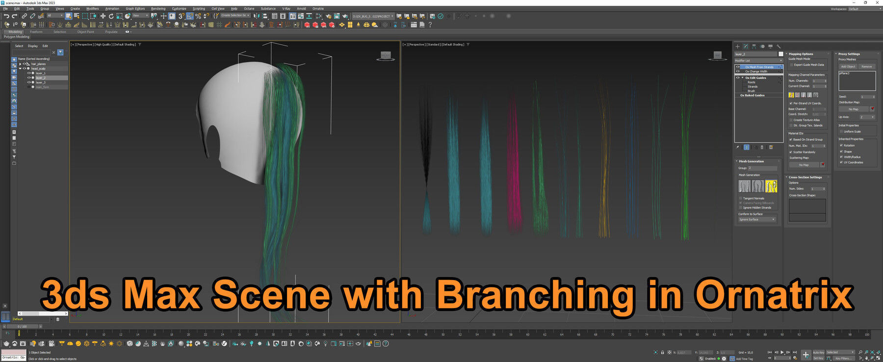 3D model Scene-preset to work with haircards Maya 3ds Max C4D VR / AR ...