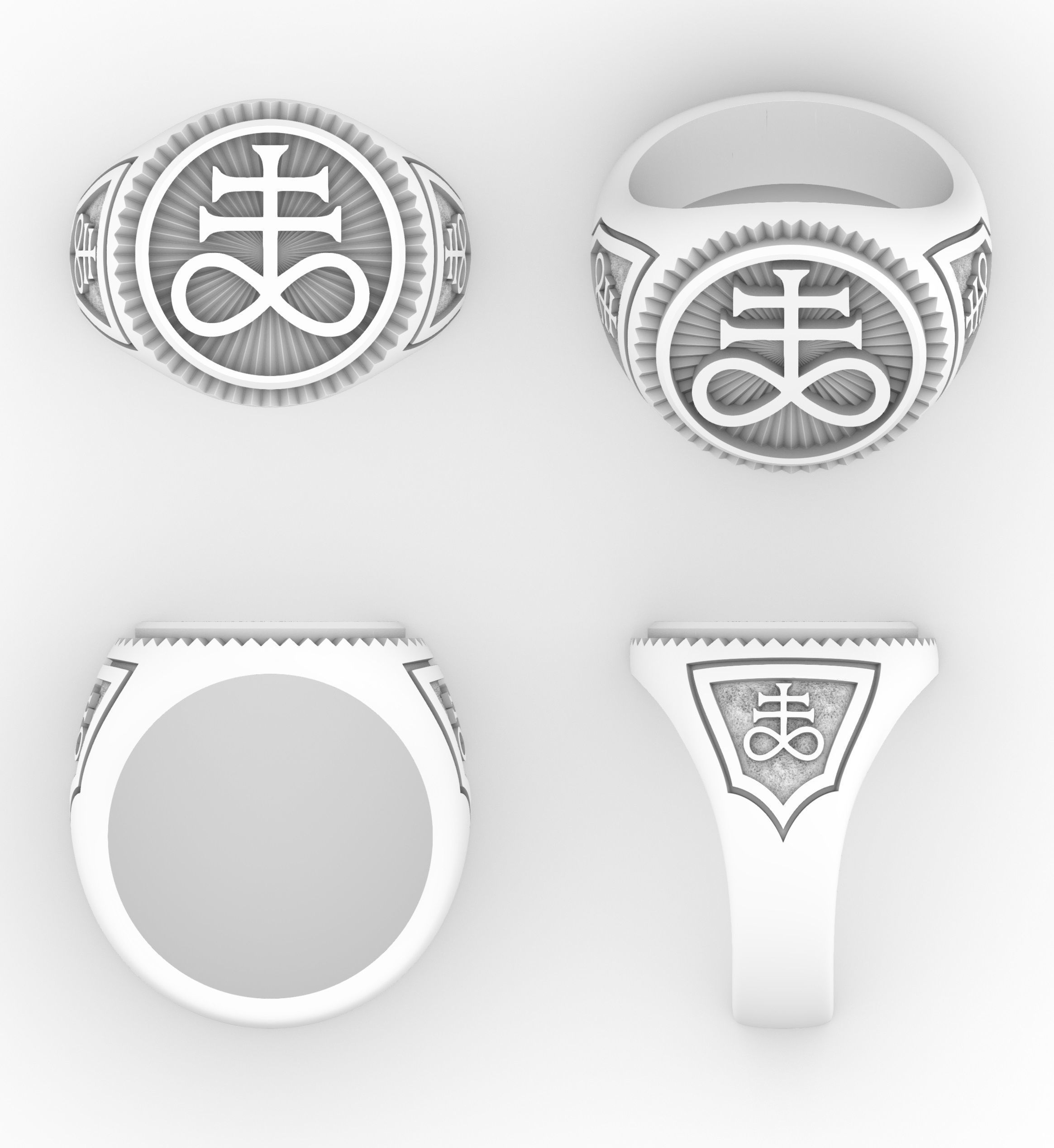 SIGNET RING LEVIATHAN CROSS SATANIC SYMBOL 3D model 3D printable | CGTrader