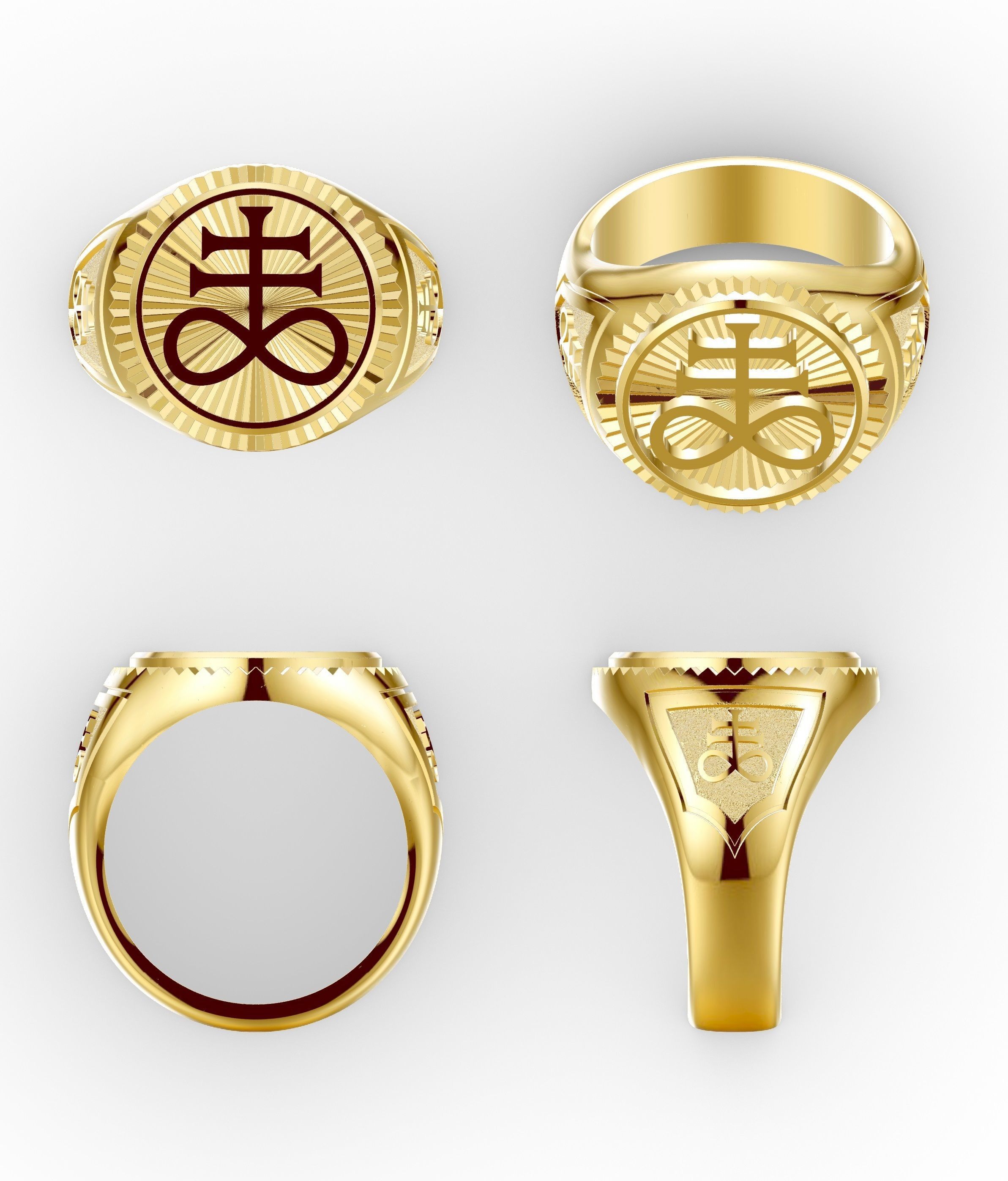 SIGNET RING LEVIATHAN CROSS SATANIC SYMBOL 3D model 3D printable | CGTrader