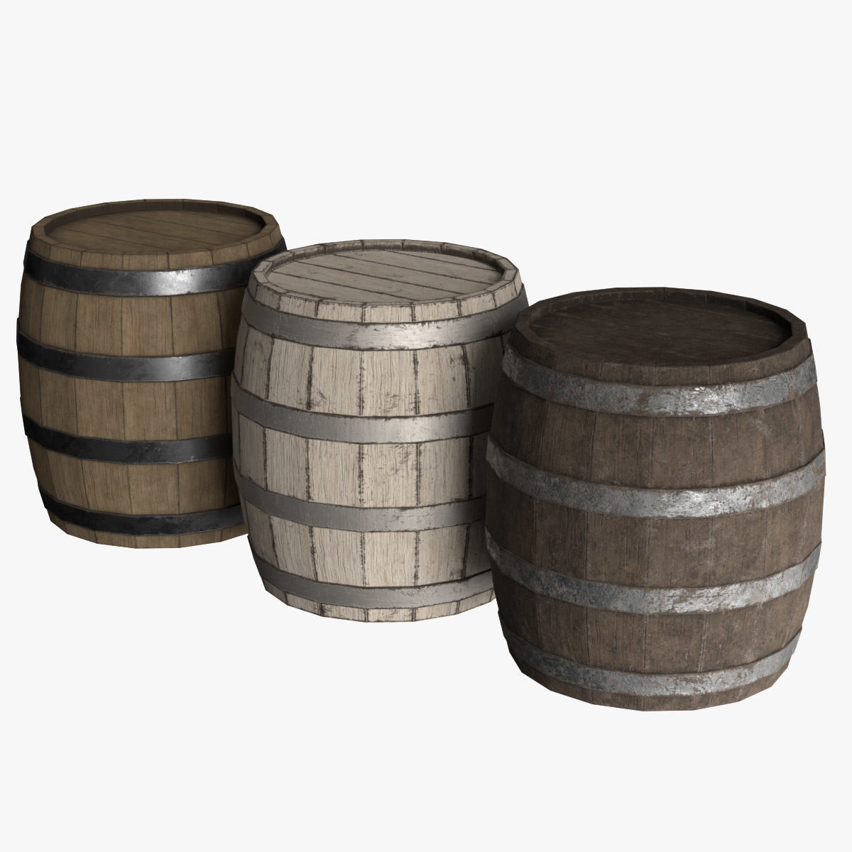 3D model Wooden Barrels Pack VR / AR / low-poly | CGTrader