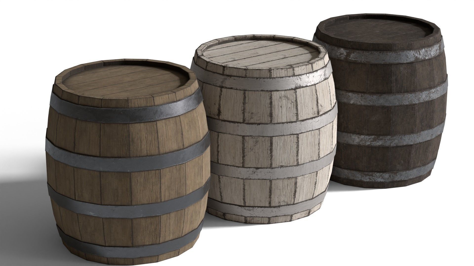 3D model Wooden Barrels Pack VR / AR / low-poly | CGTrader