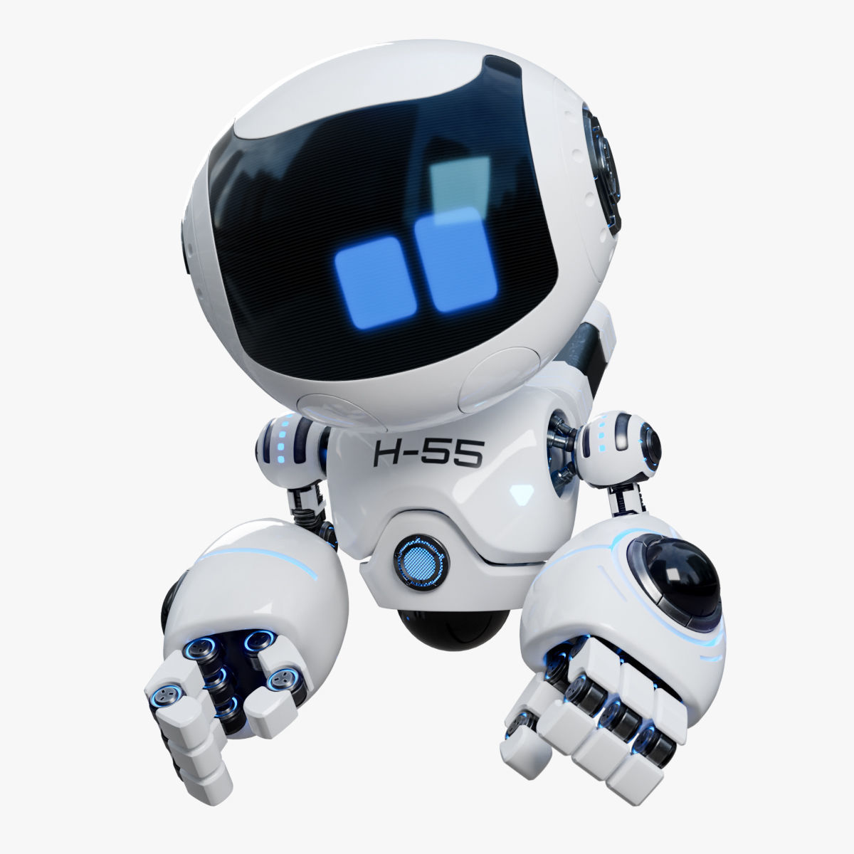 Cute Space Robot Rigged H-55 White 3D model rigged | CGTrader
