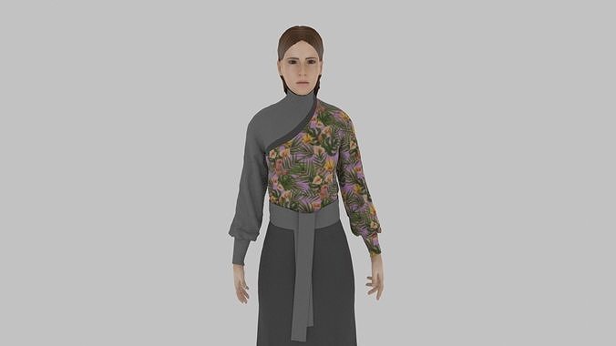 3D model woman in asian clothes VR / AR / low-poly | CGTrader