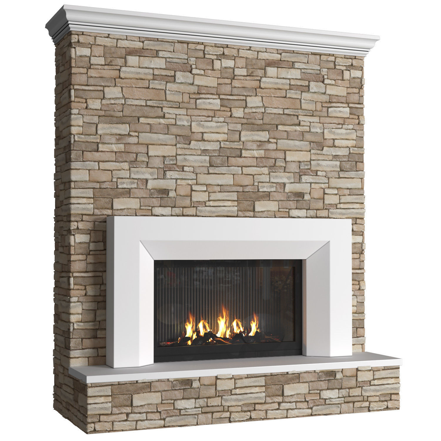 Fireplace stone modern ArtDeco 3D model | CGTrader