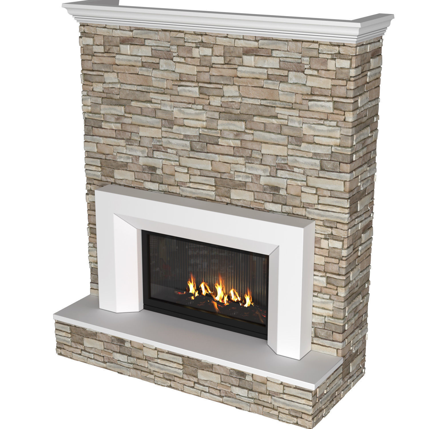 Fireplace stone modern ArtDeco 3D model | CGTrader