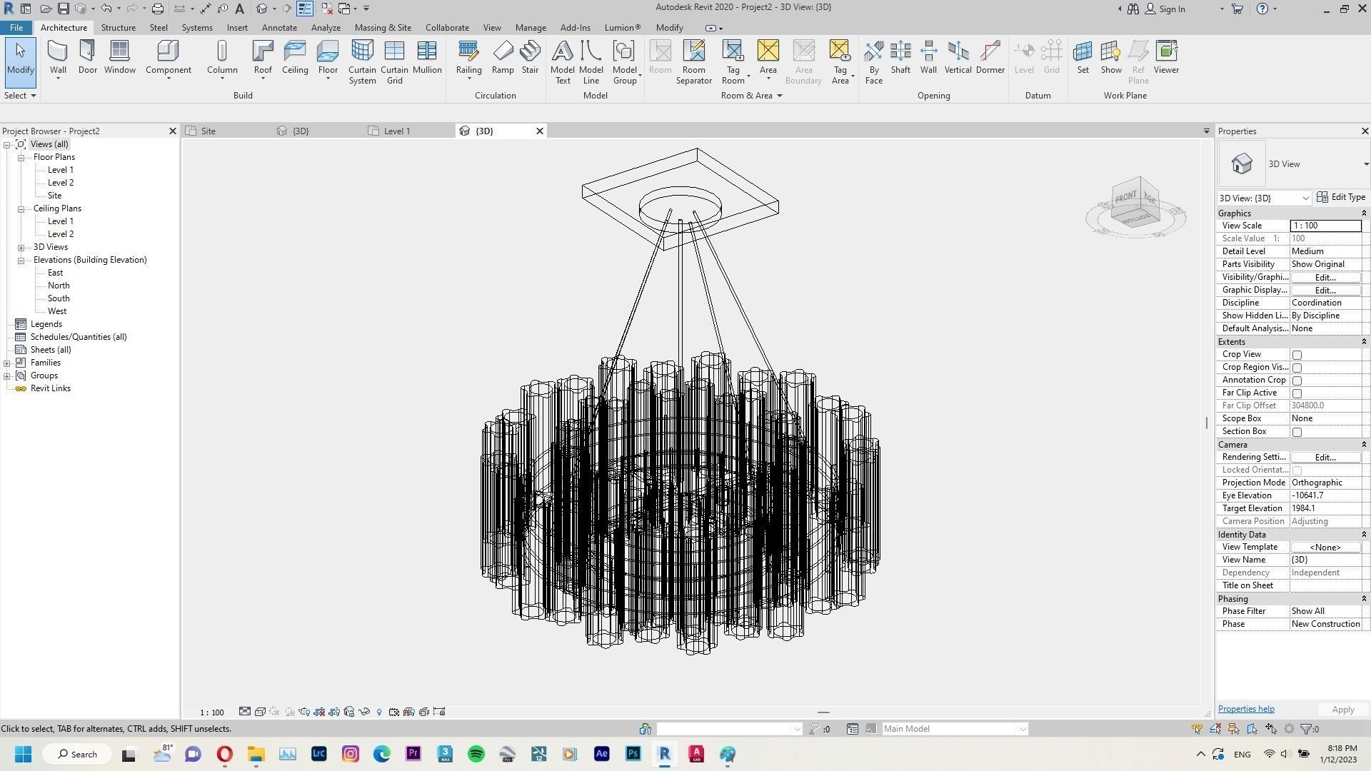 Chandelier or Classical Hanging Lamp Revit Family Interior 3D model ...