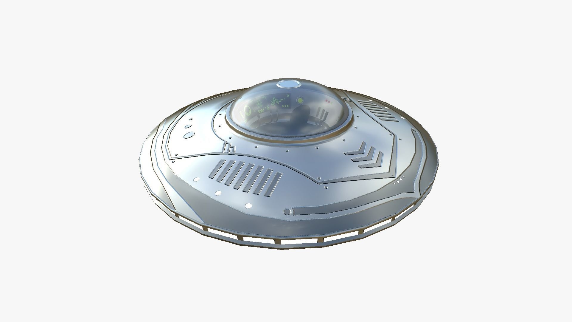 3D model Alien Spaceship UFO B02 Aluminum - Sci Fi Spacecraft Design VR ...