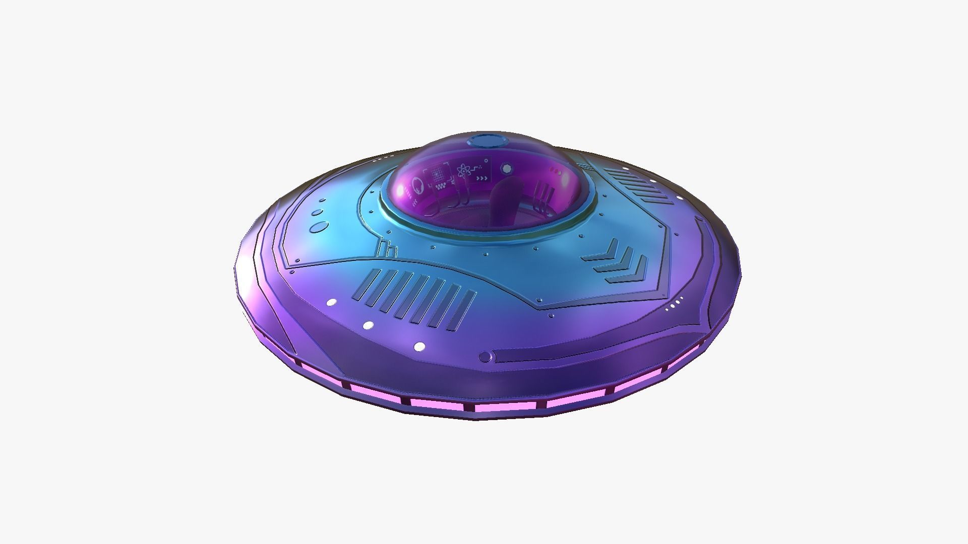 3D model Alien Spaceship UFO B04 Purple Blue - Sci Fi Spacecraft Design ...