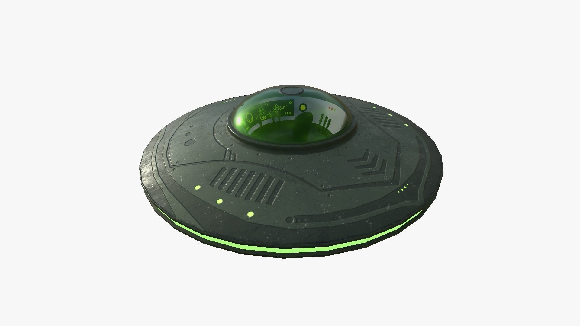 3D model Alien Spaceship UFO B05 Dark Green - Sci Fi Spacecraft Design ...