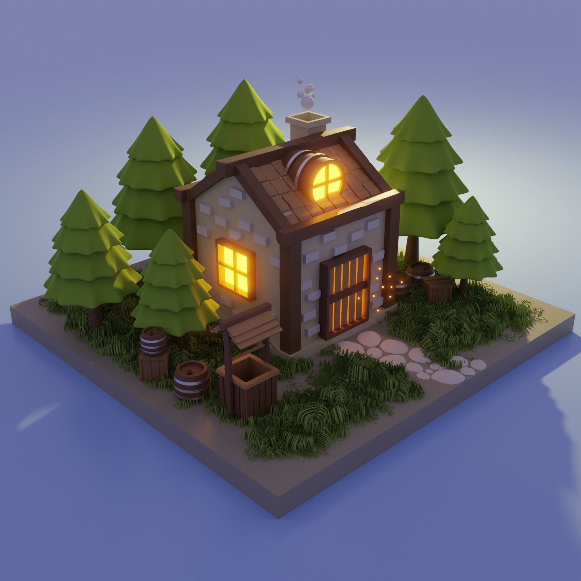 3D model House in the forest low-poly VR / AR / low-poly | CGTrader