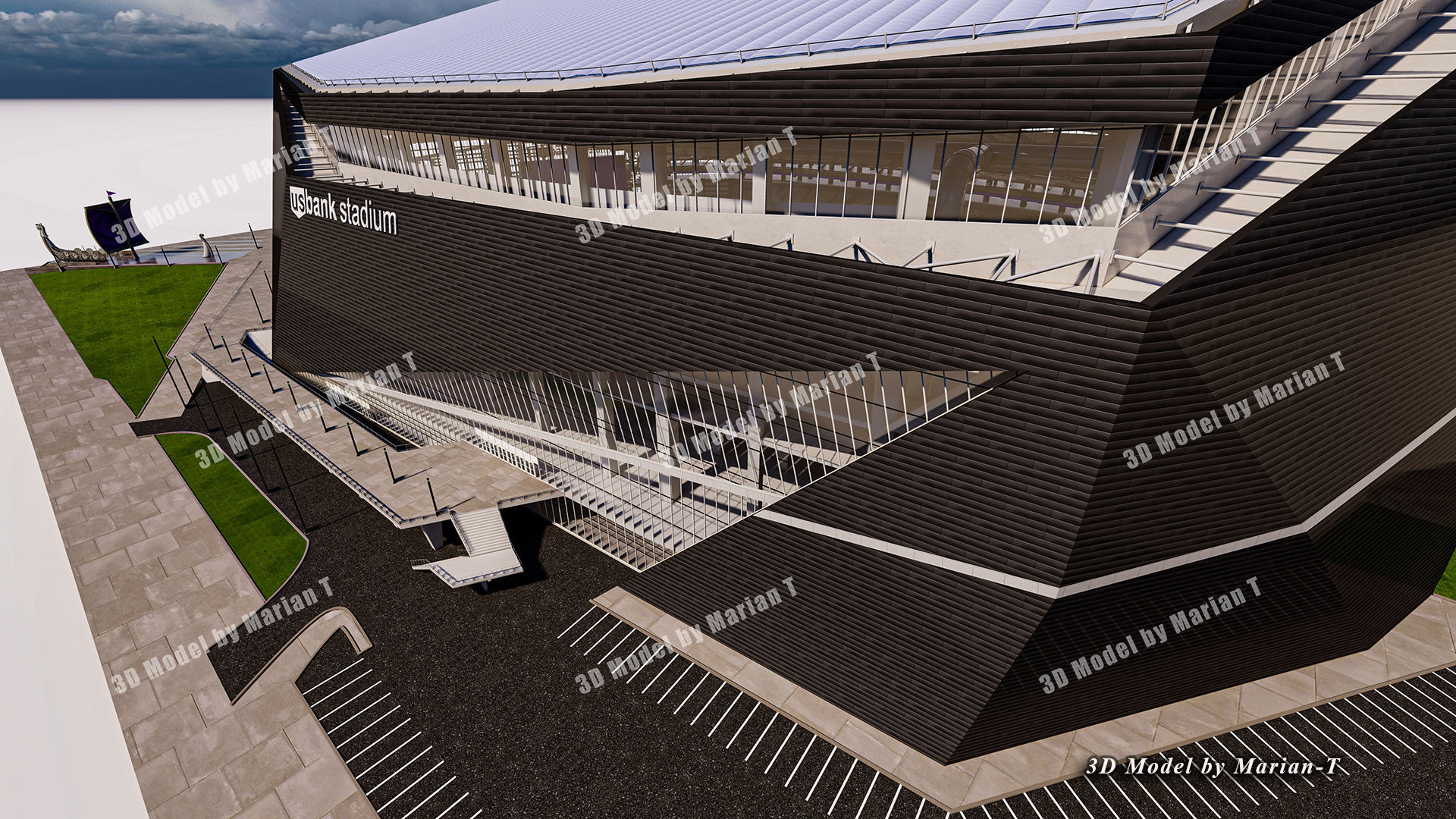 3D model US Bank Stadium - Minneapolis USA VR / AR / low-poly | CGTrader