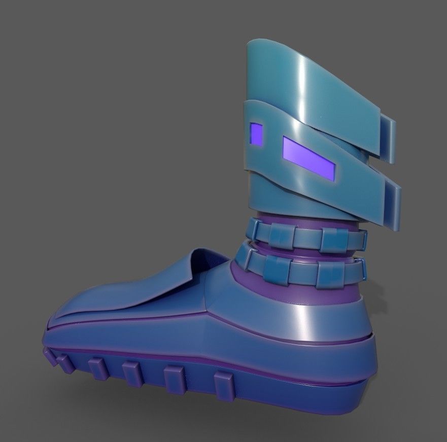 3D model stylized and realistic Sci-fi cyberpunk boots pack VR / AR ...