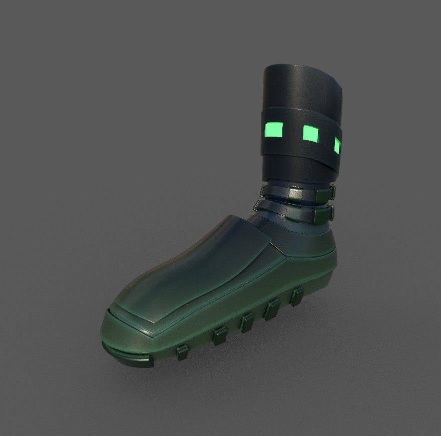 3D model stylized and realistic Sci-fi cyberpunk boots pack VR / AR ...